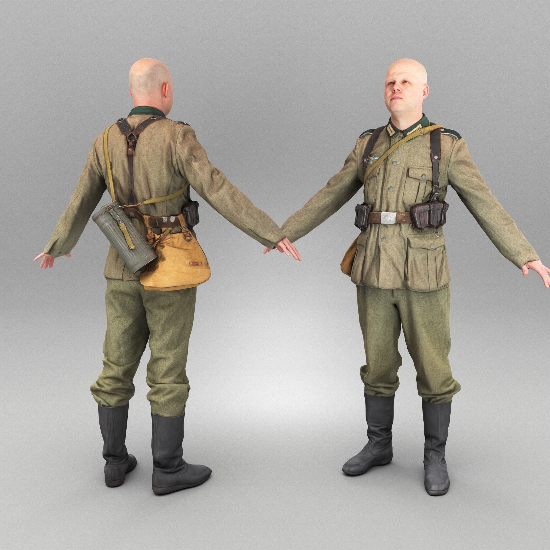 3D model German Wehrmacht soldier ready for animation 423 VR / AR / low ...