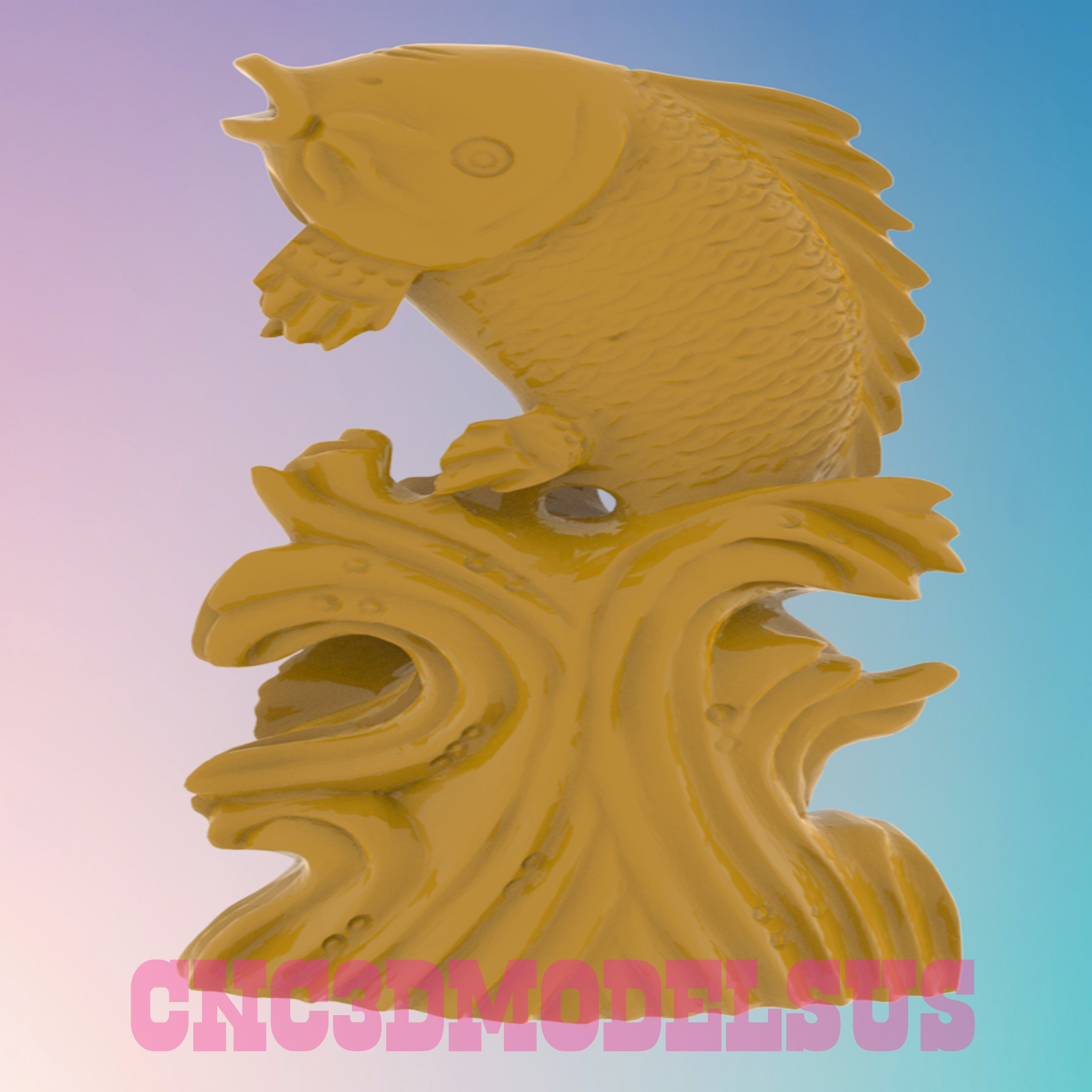 carp fish 3D MODEL STL FILE FOR CNC ROUTER LASER 3D model 3D printable ...