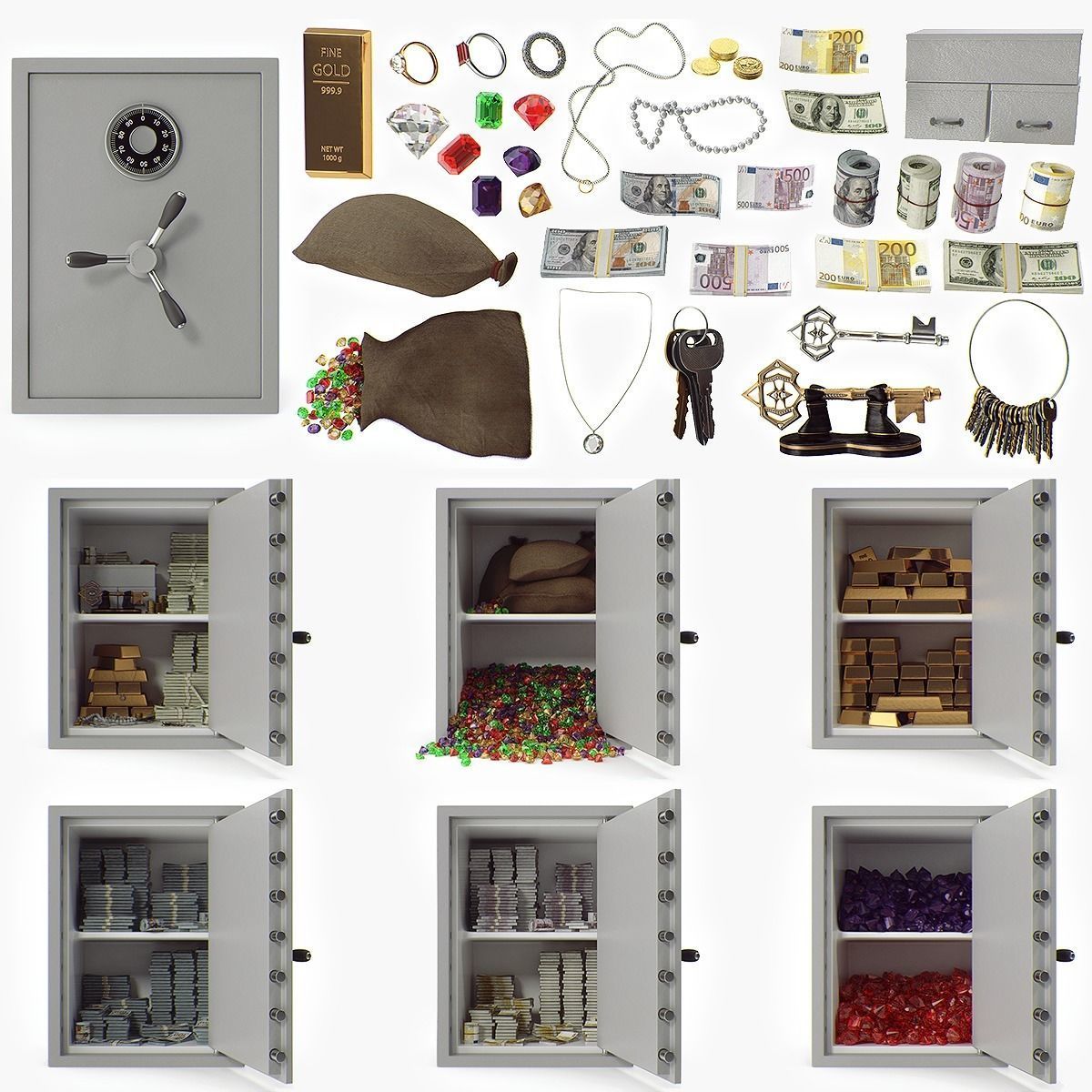 Safe items mega pack 3D model | CGTrader