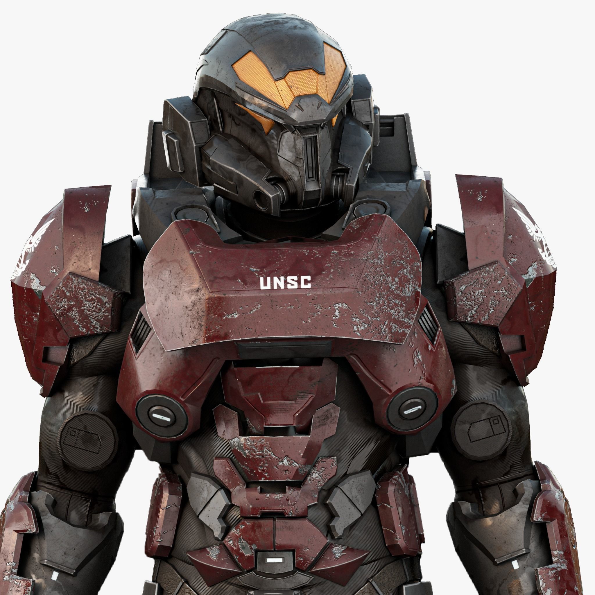 Scifi Red Armor 3D model rigged | CGTrader