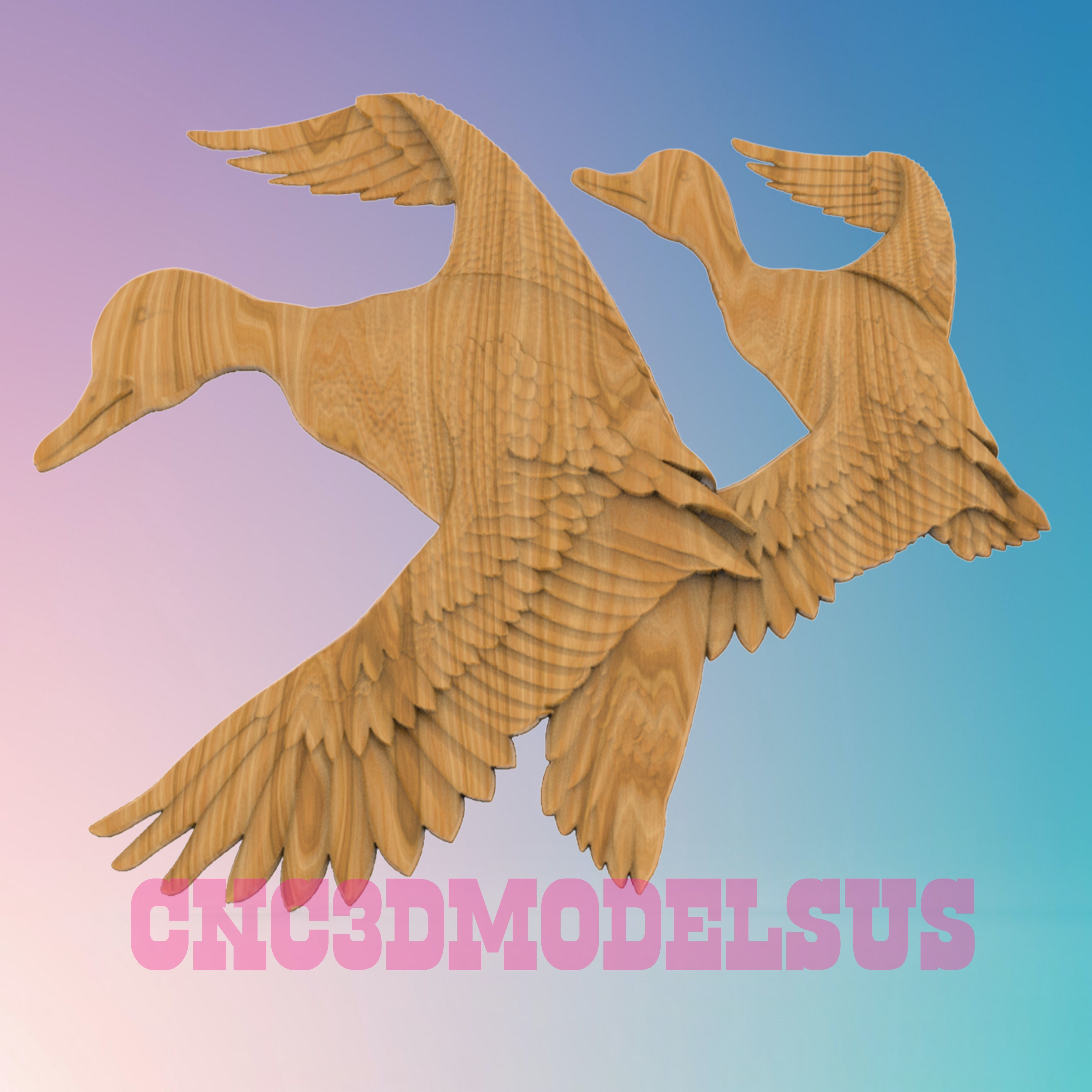 flying ducks 3D MODEL STL FILE FOR CNC ROUTER LASER 3D model 3D ...