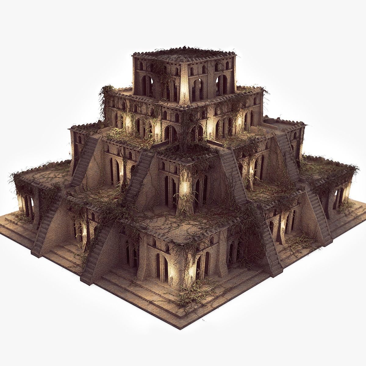 Temple With Ivy Vines at Night 3D model | CGTrader
