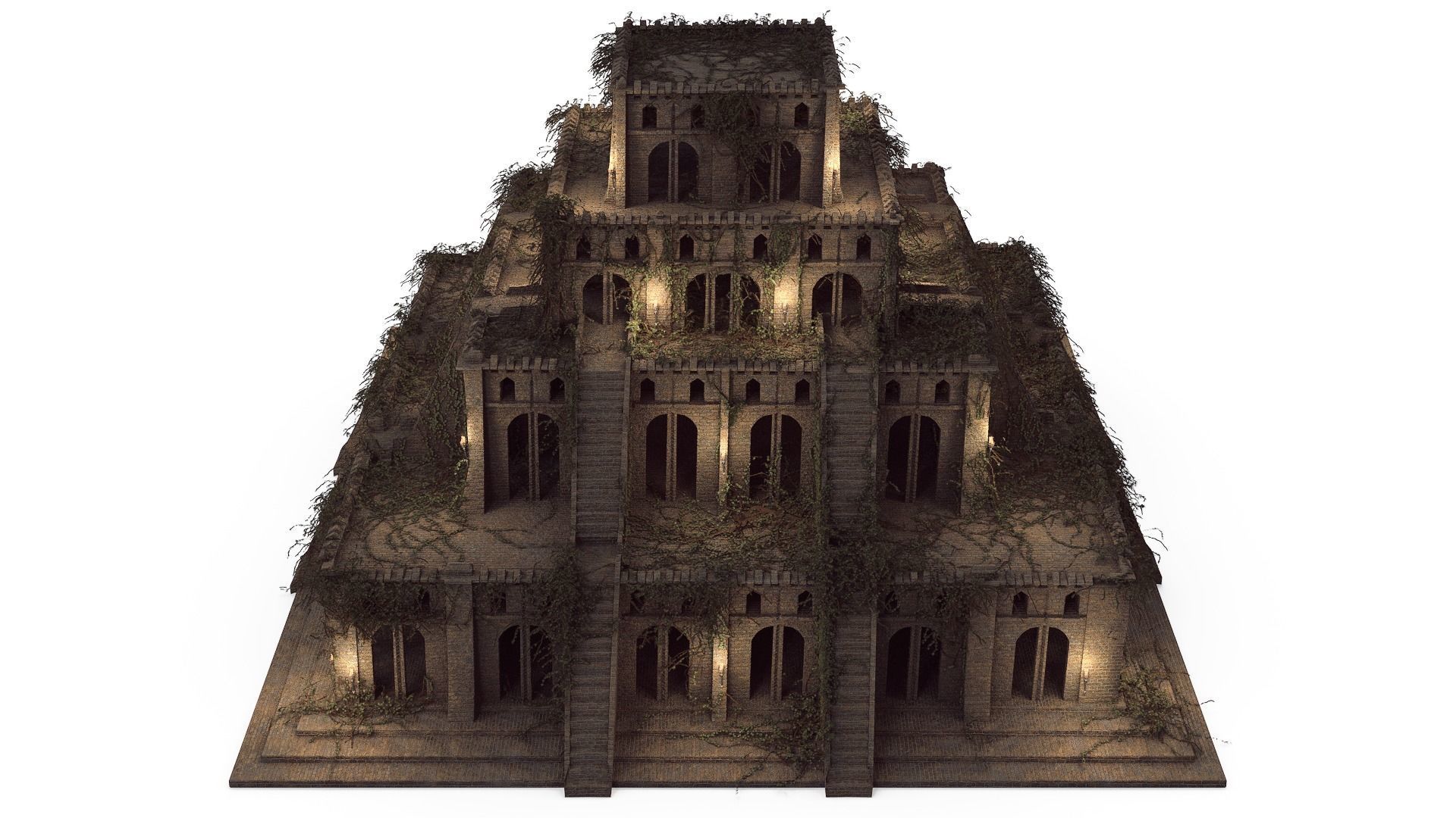 Temple With Ivy Vines at Night 3D model | CGTrader