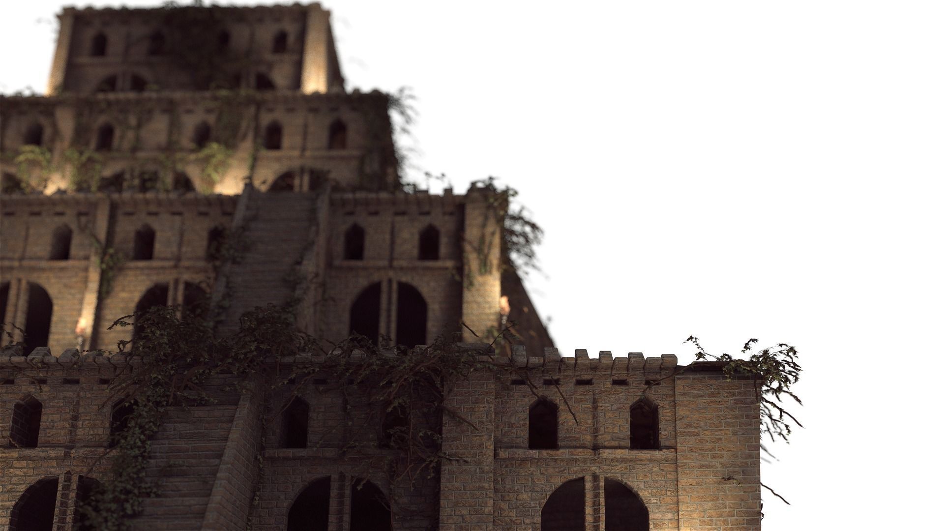 Temple With Ivy Vines at Night 3D model | CGTrader