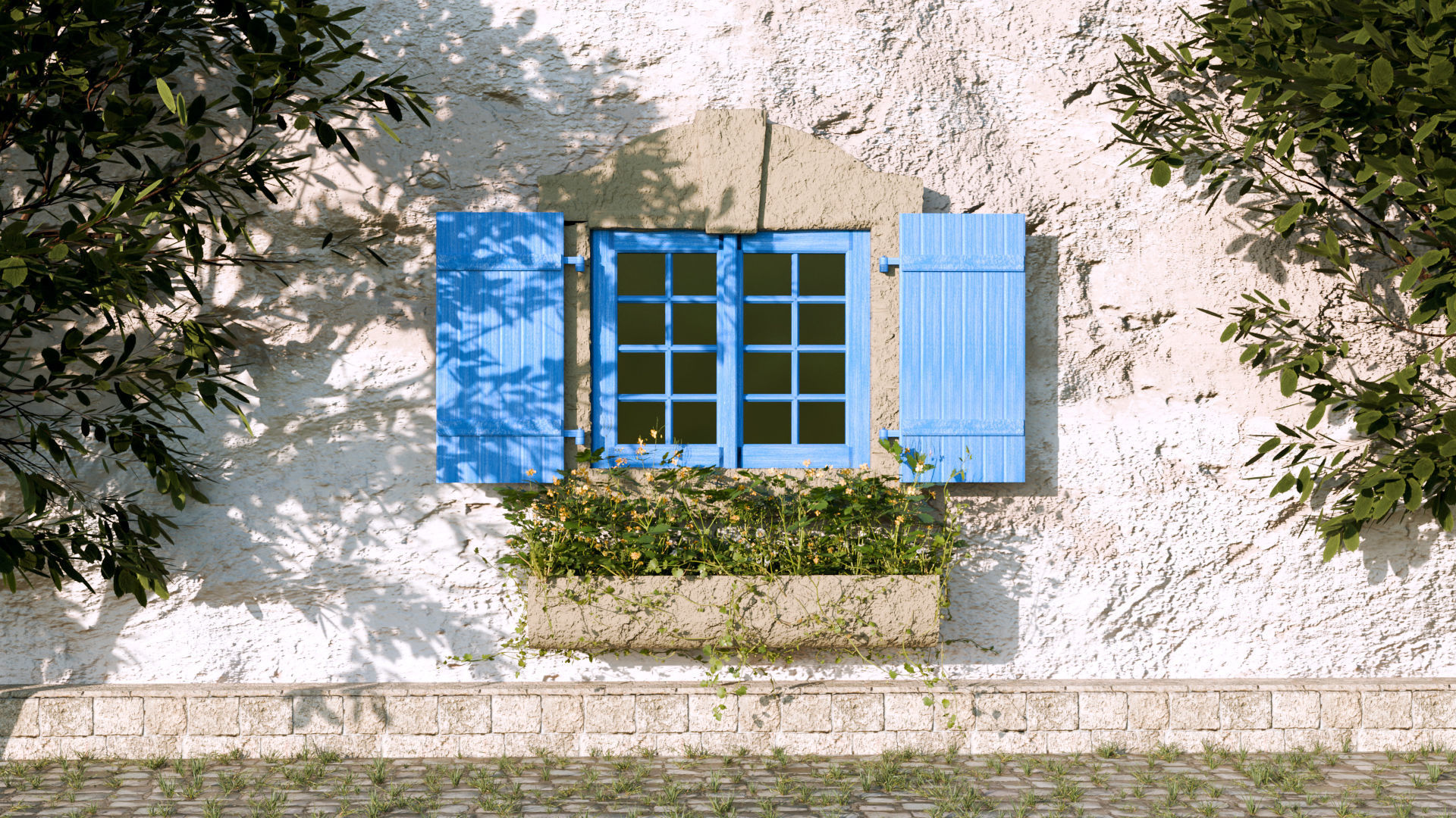 Wood Window Wall 3D Model - Blender Cycles Render 3D model | CGTrader