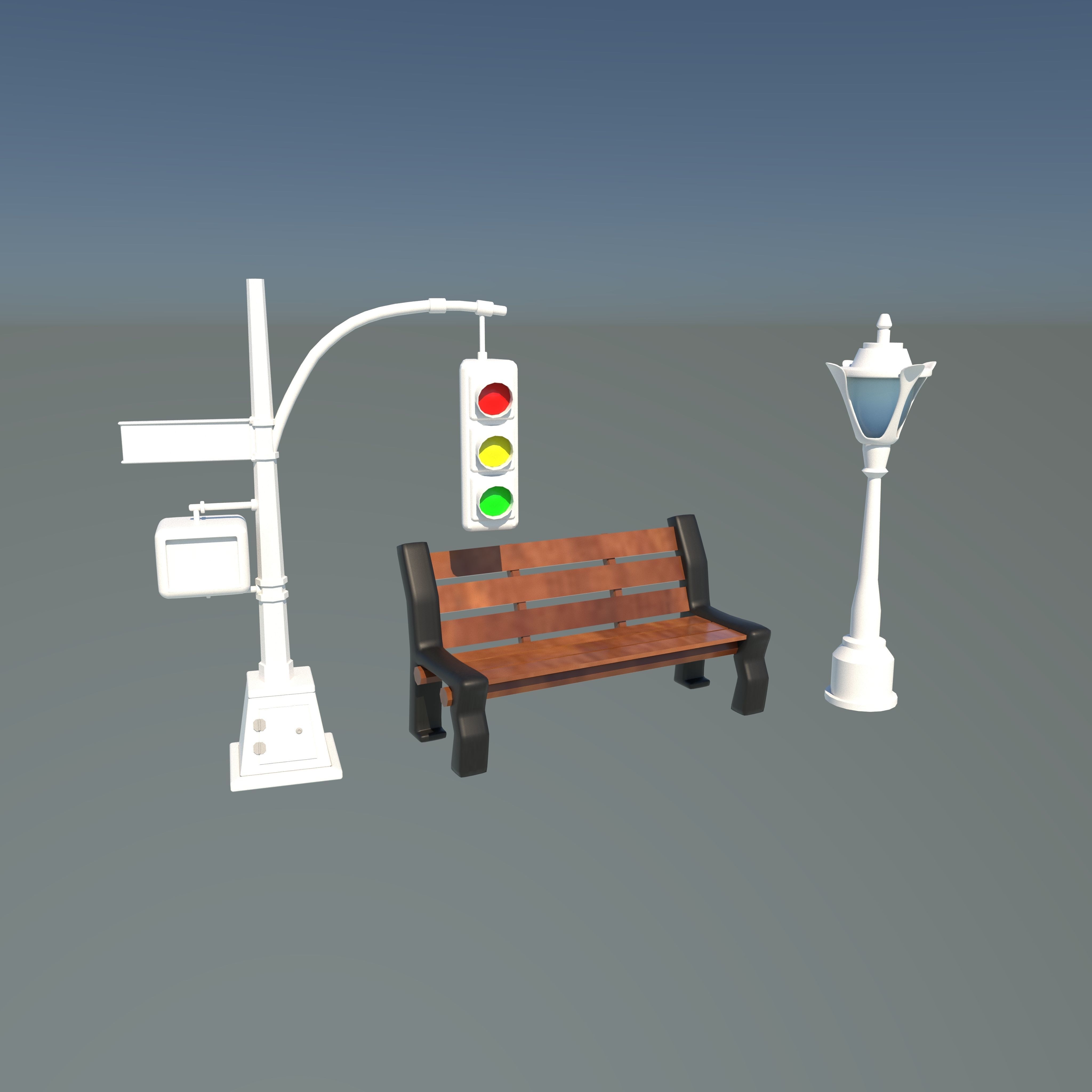 3D model street props VR / AR / low-poly | CGTrader