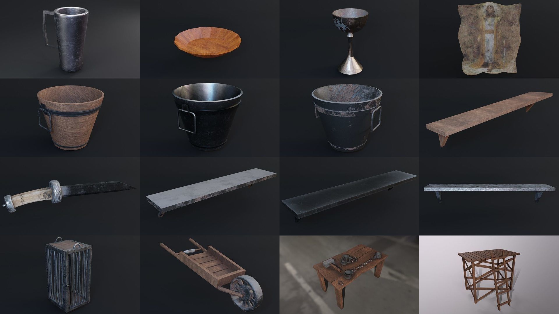 3D Model Collection Medieval Props Pack - Game Ready - Low Poly PBR 3D ...