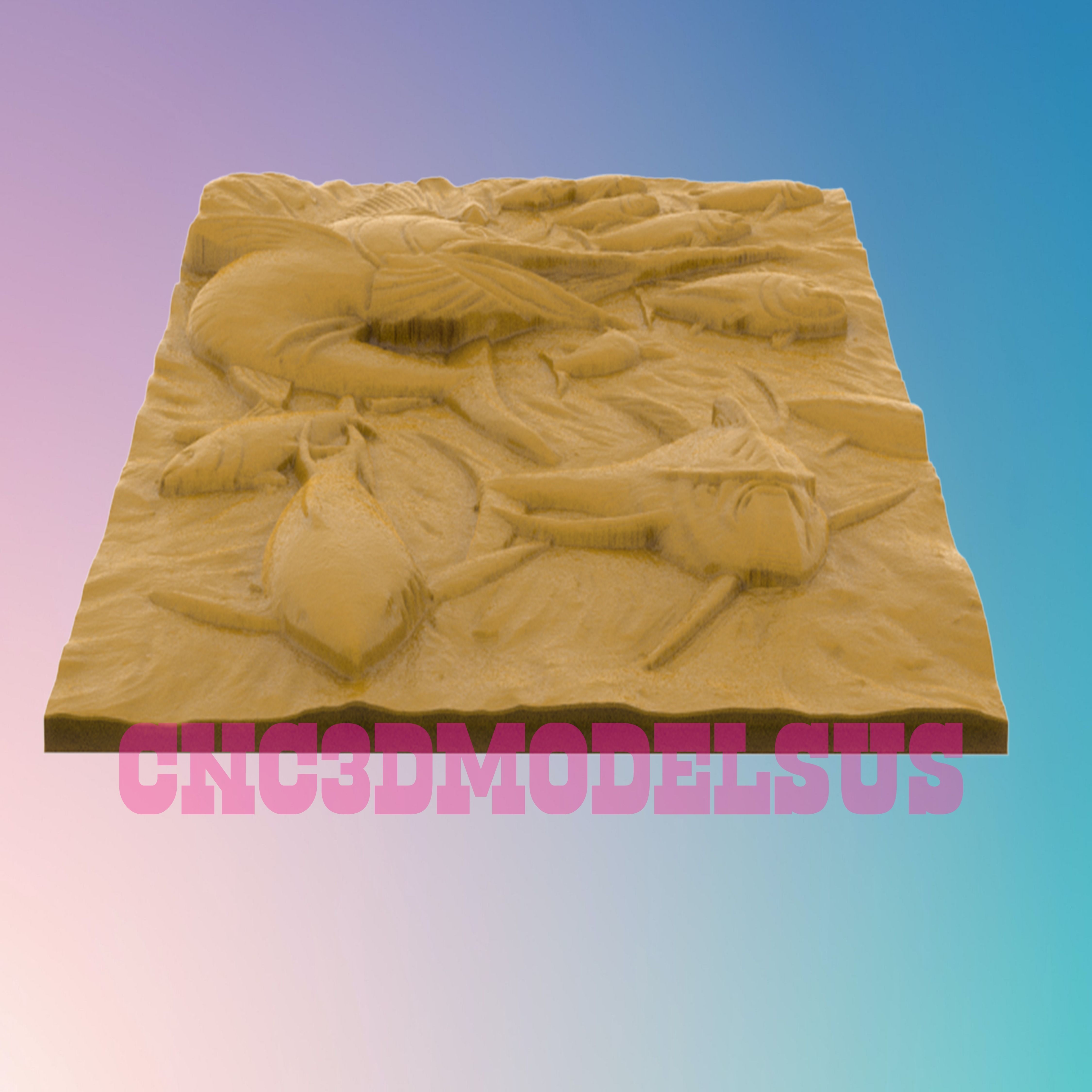 pano with fish 3D MODEL STL FILE FOR CNC ROUTER LASER 3D model 3D printable | CGTrader