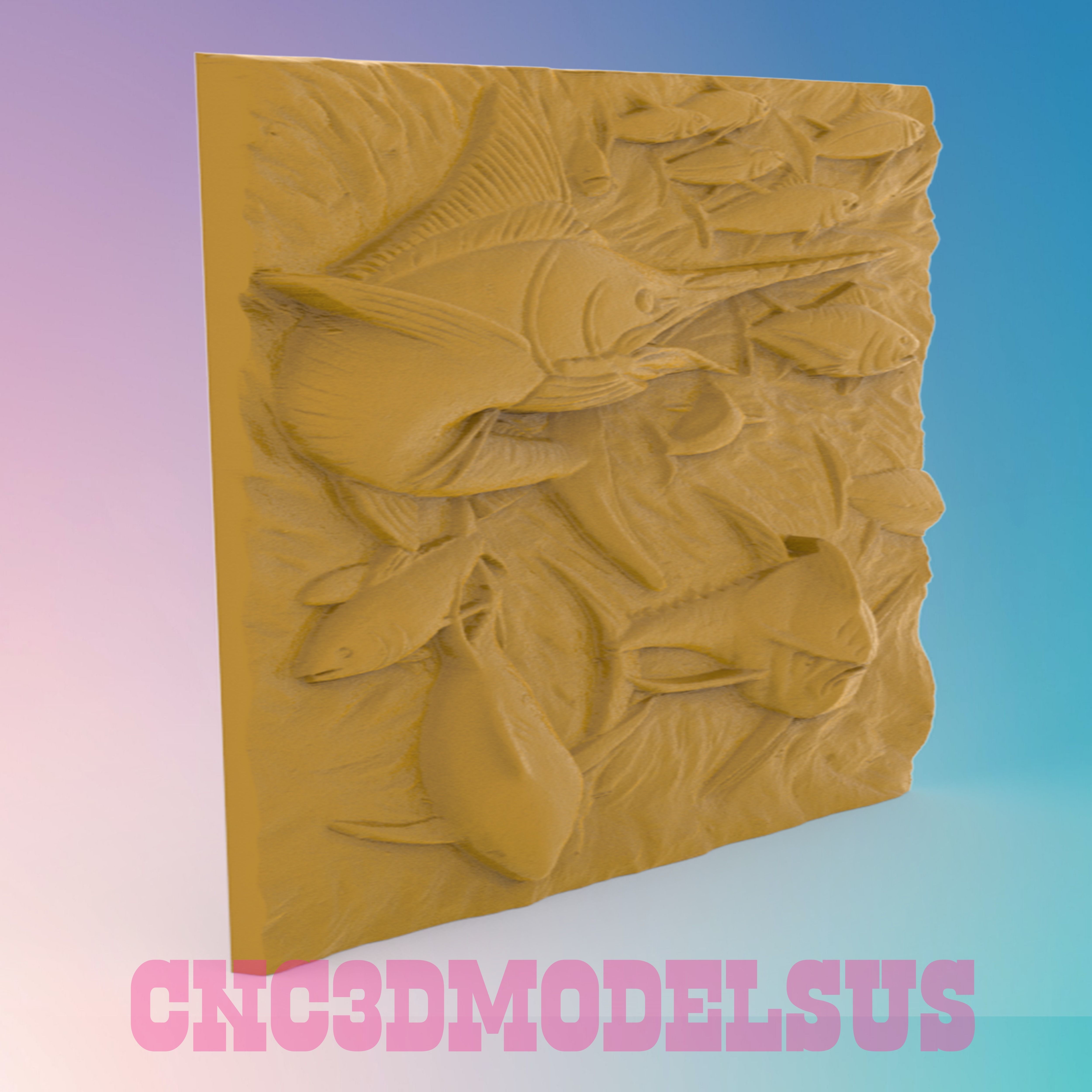 pano with fish 3D MODEL STL FILE FOR CNC ROUTER LASER 3D model 3D printable | CGTrader