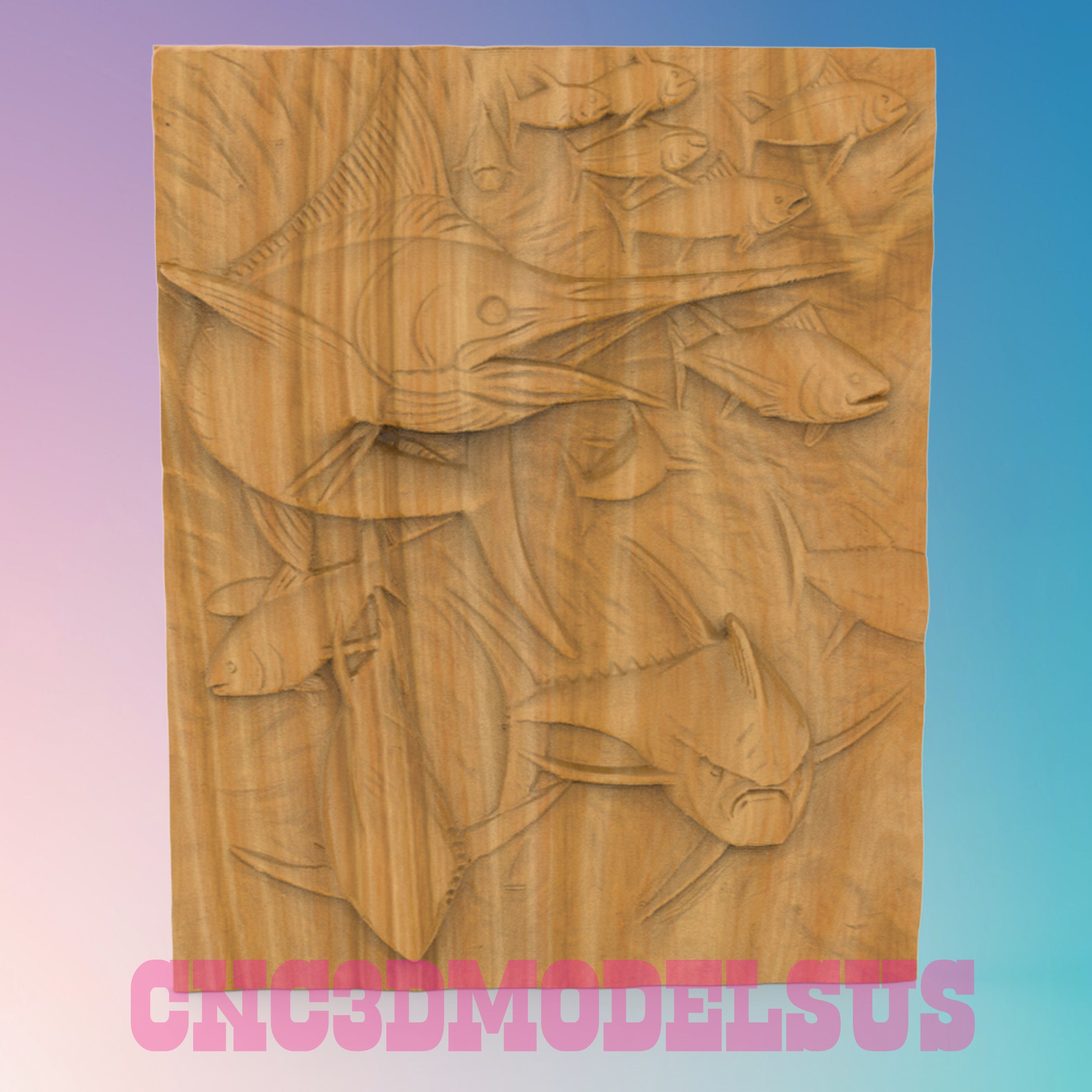 pano with fish 3D MODEL STL FILE FOR CNC ROUTER LASER 3D model 3D printable | CGTrader