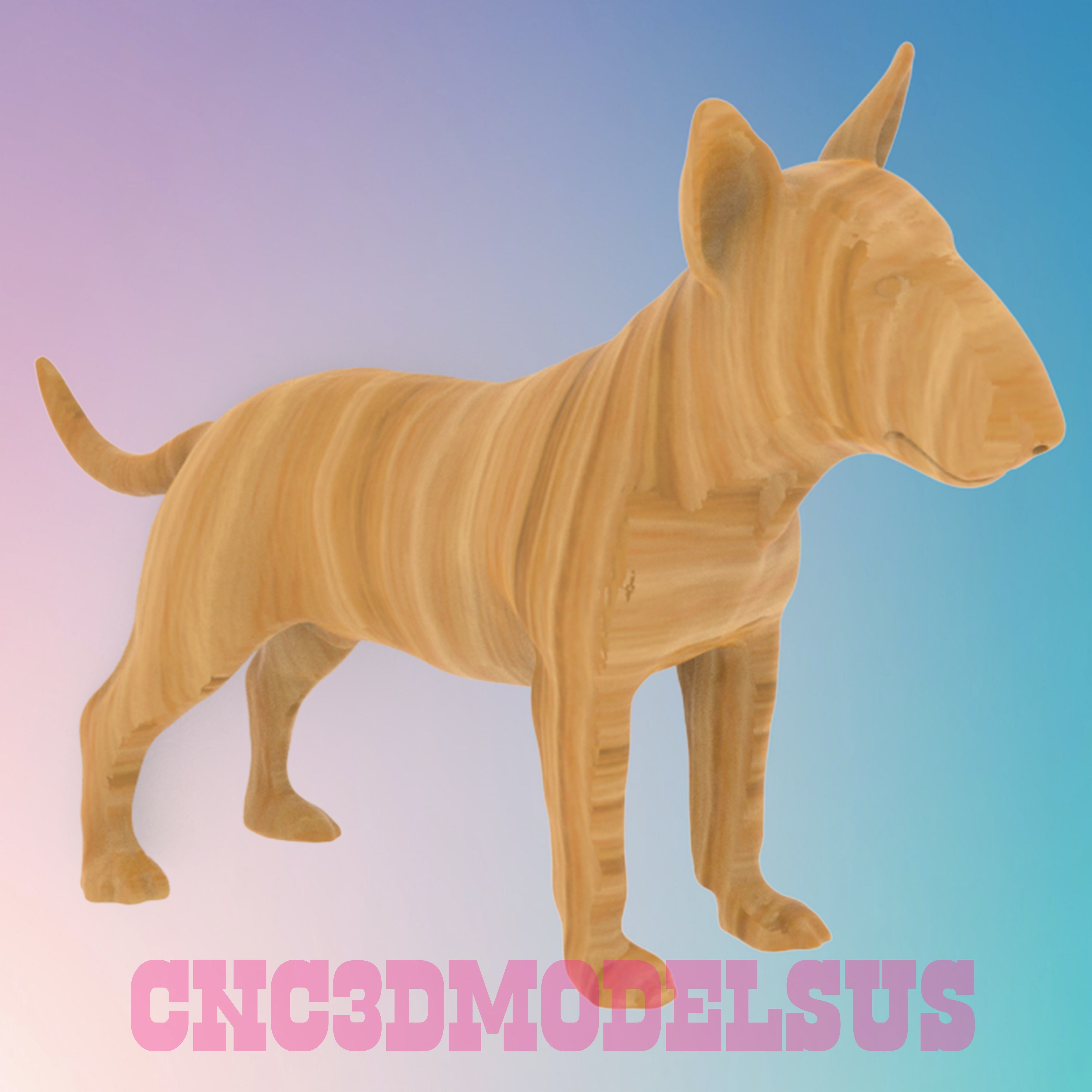 Bull terrier dog 3D MODEL STL FILE FOR CNC ROUTER LASER 3D model 3D ...