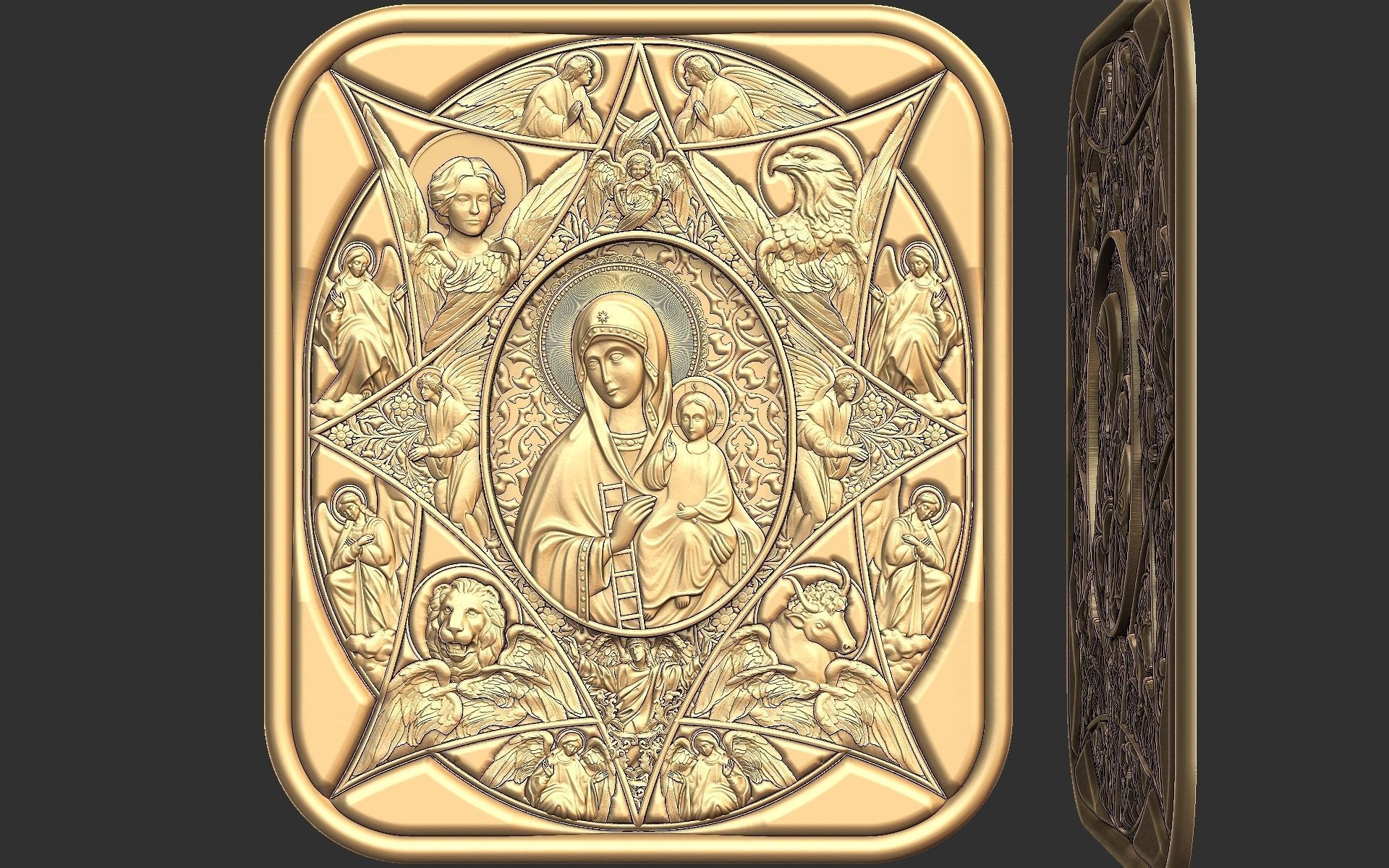 Saint mariam with jesus relief panel paradise - altar - church 3D model ...