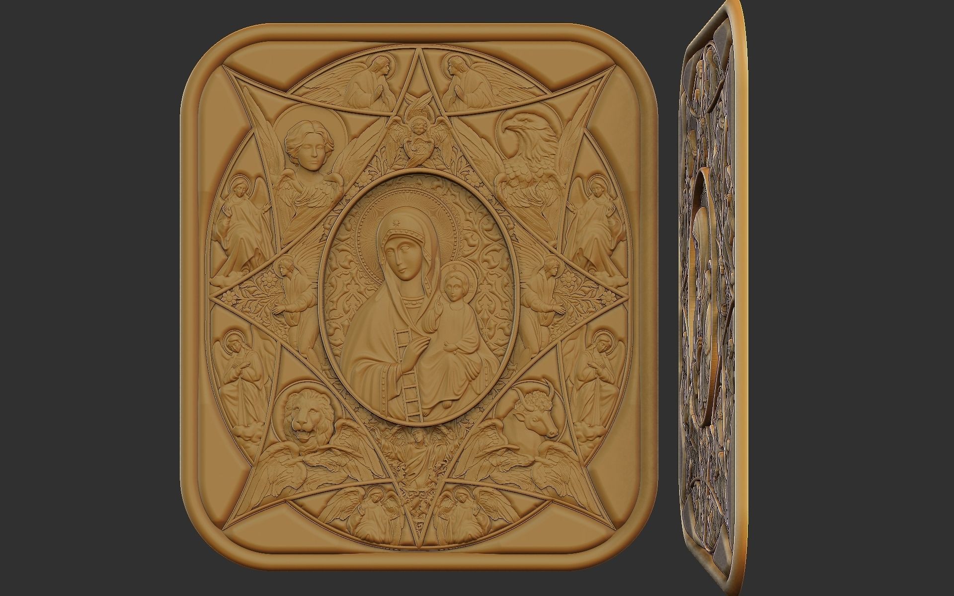 Saint mariam with jesus relief panel paradise - altar - church 3D model ...