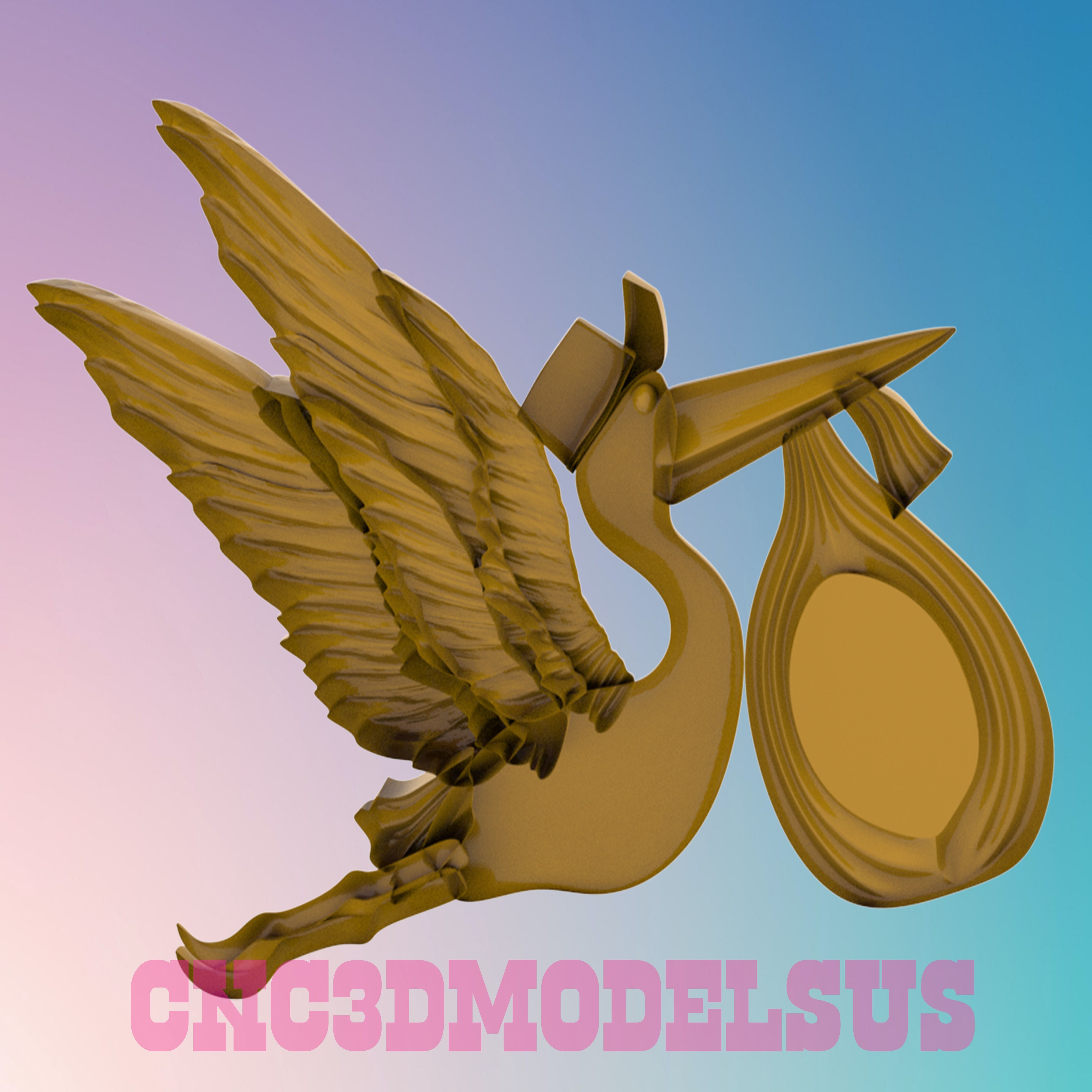 Stork 3d Model Stl File For Cnc Router Laser 3d Model 3d Printable