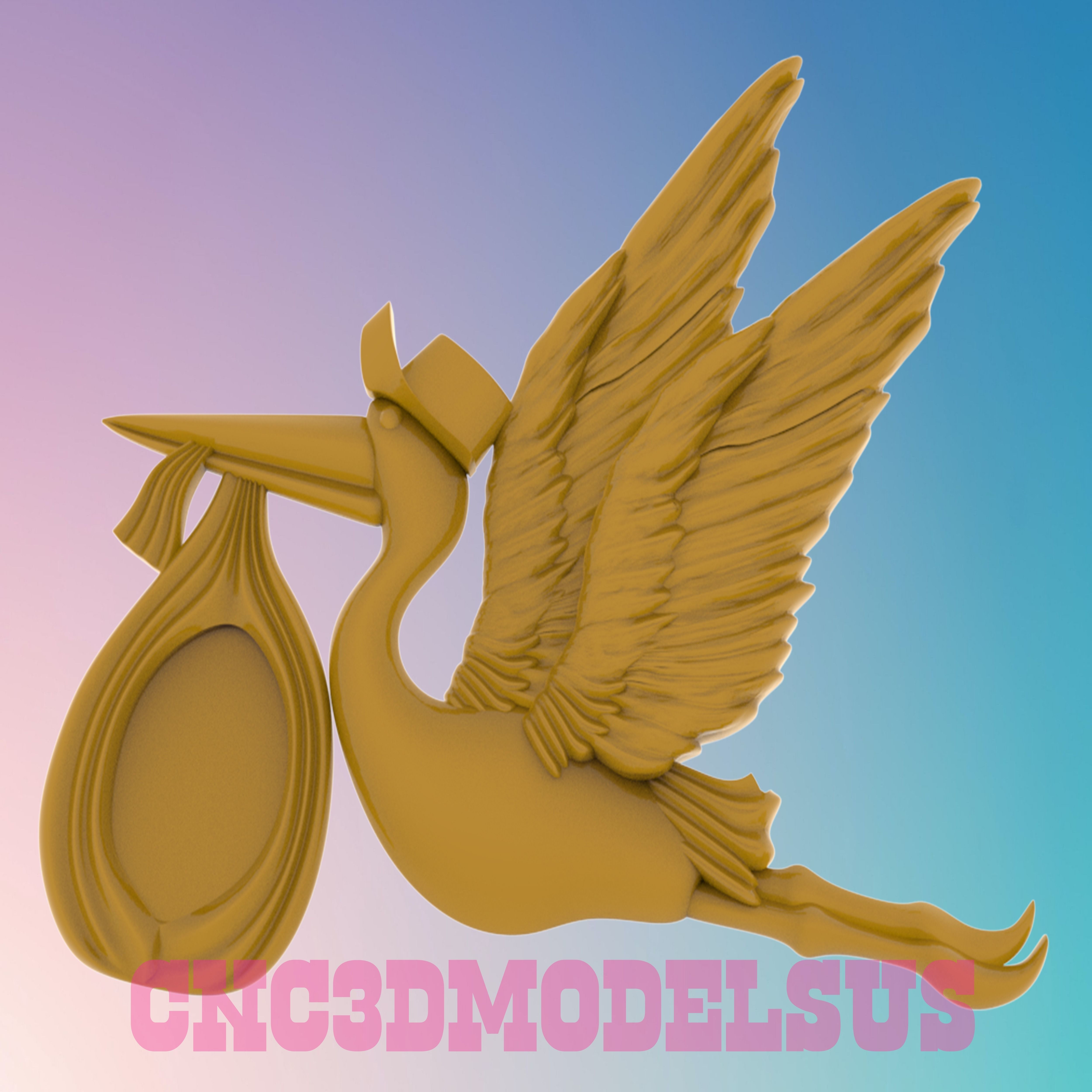 Stork 3d Model Stl File For Cnc Router Laser 3d Model 3d Printable