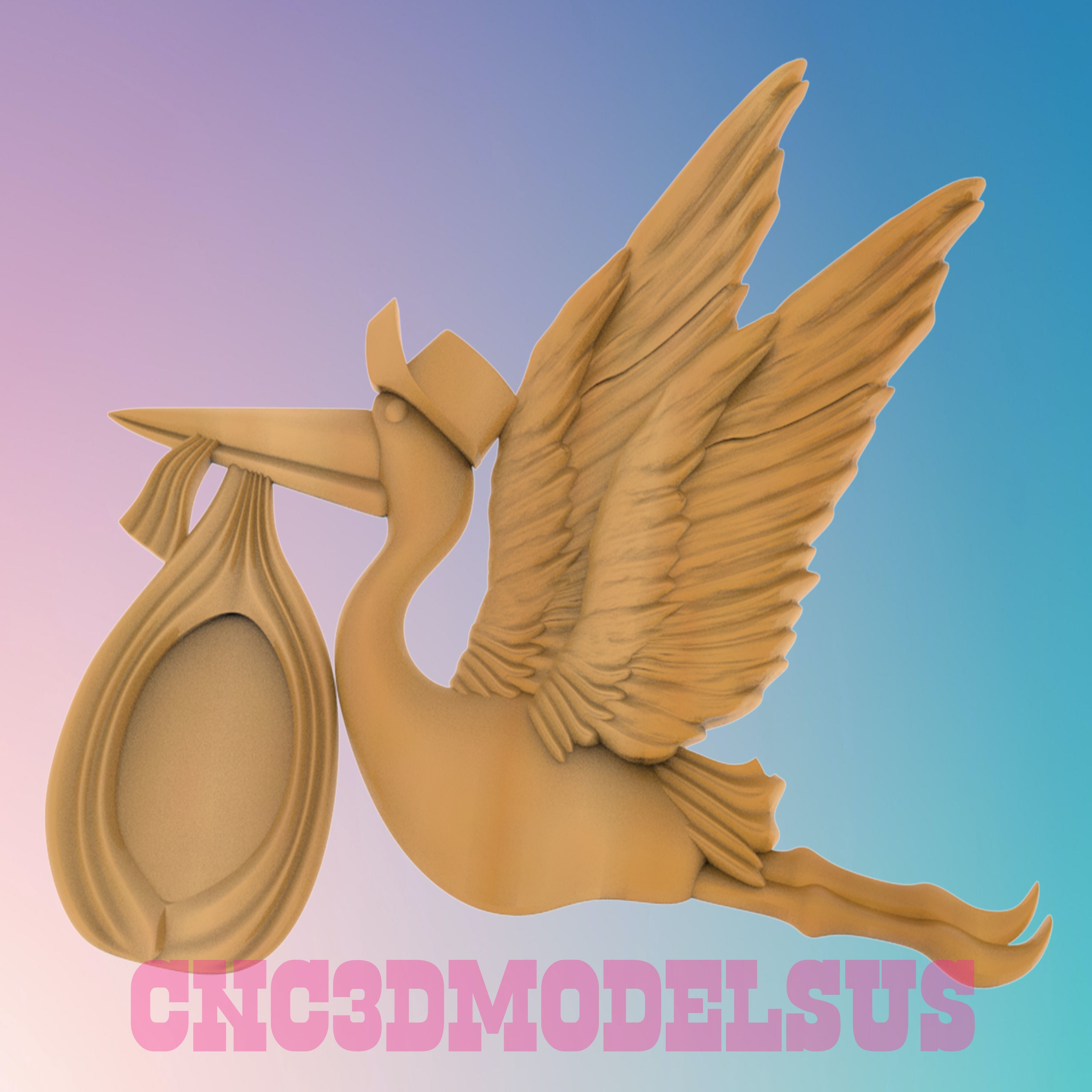 Stork 3d Model Stl File For Cnc Router Laser 3d Model 3d Printable