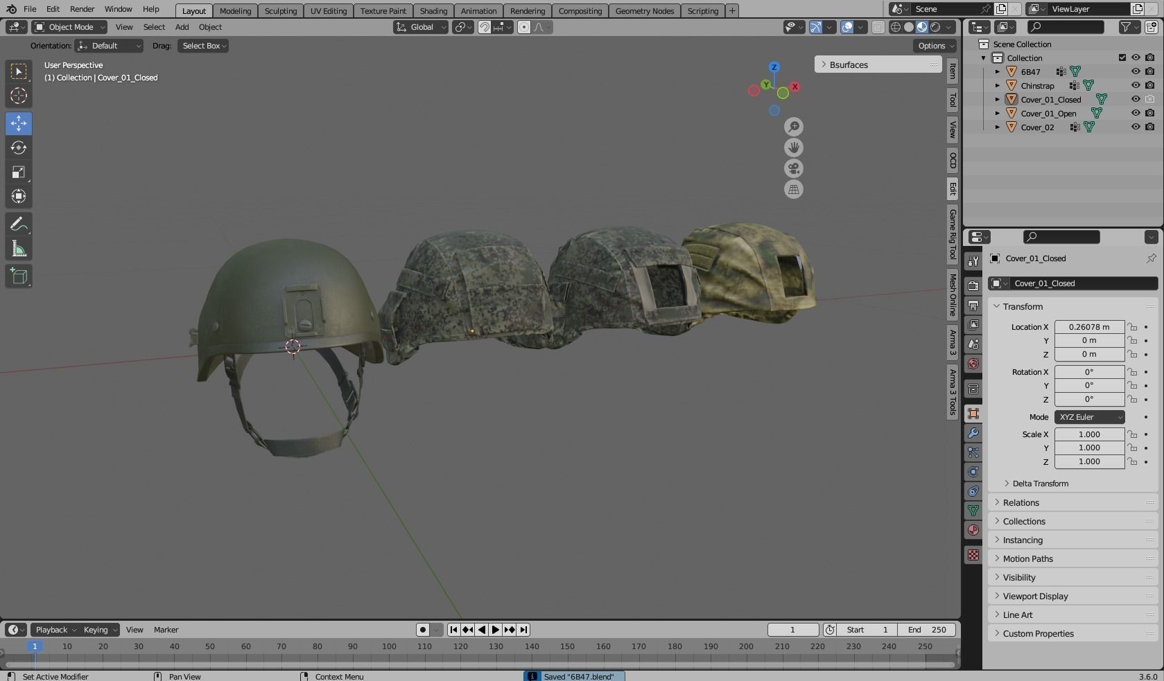 3D model 6B47 Russian Ratnik Helmet Modular Pack VR / AR / low-poly ...