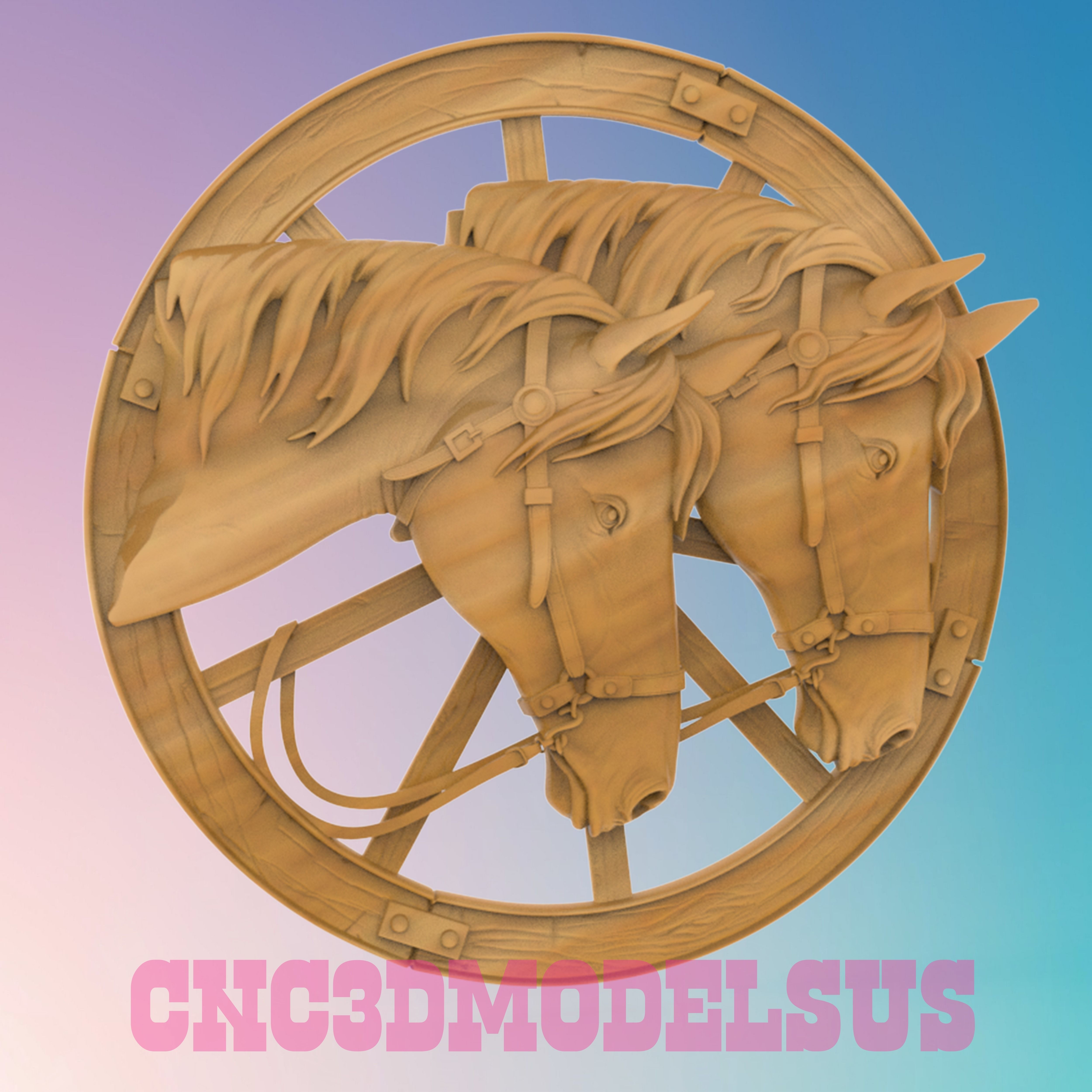 Two horses 3D MODEL STL FILE FOR CNC ROUTER LASER 3D model 3D printable ...