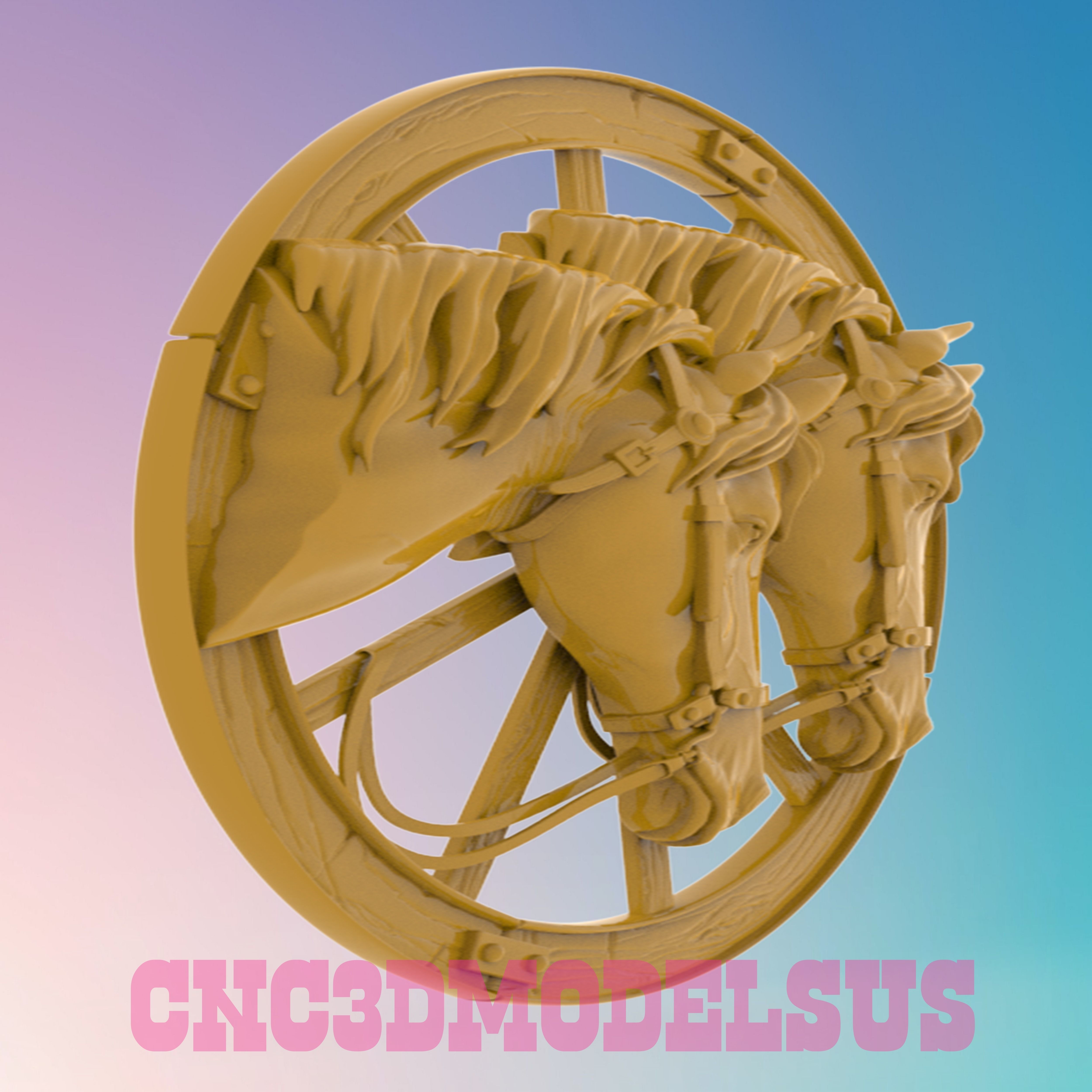 Two horses 3D MODEL STL FILE FOR CNC ROUTER LASER 3D model 3D printable ...