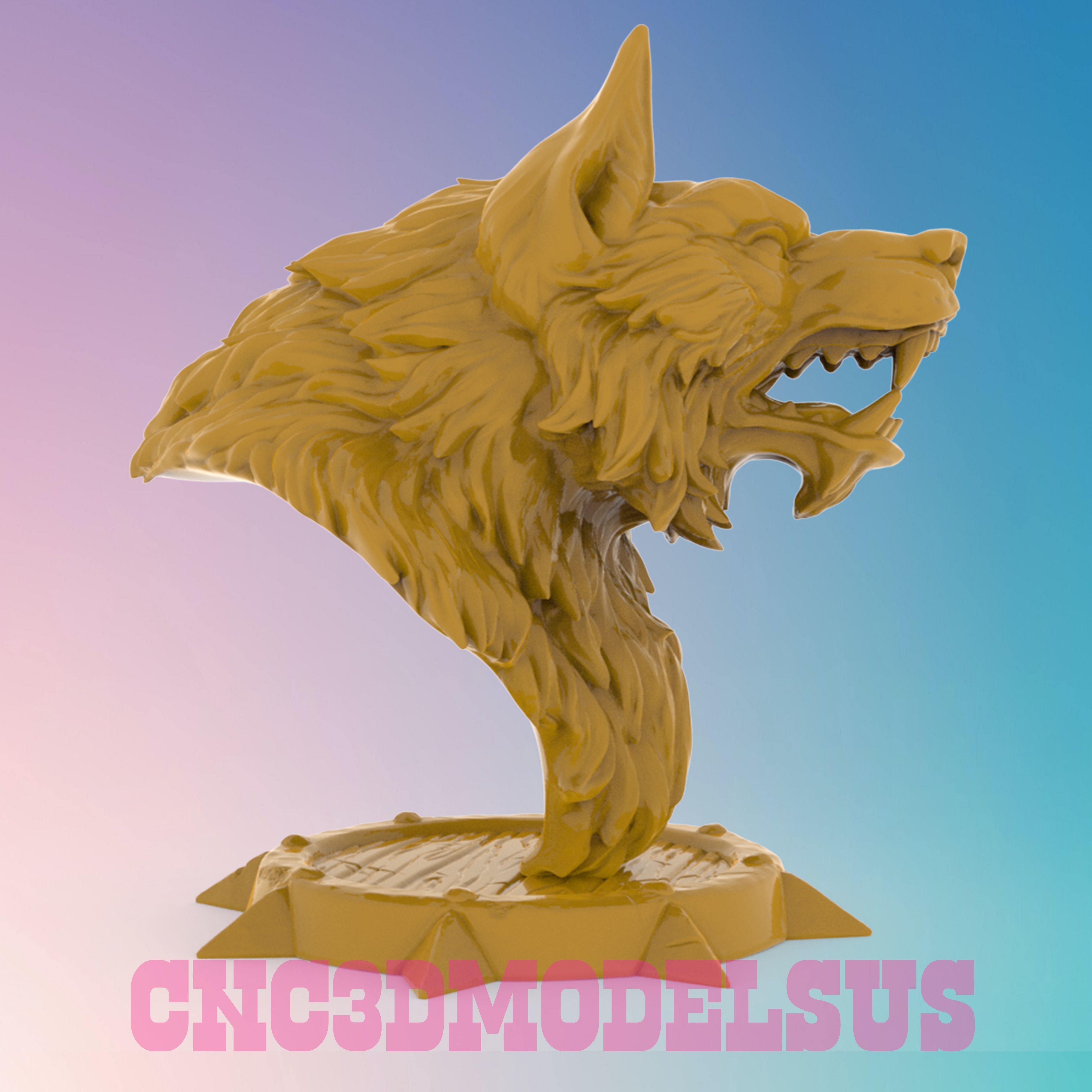 Wolf head 3D MODEL STL FILE FOR CNC ROUTER LASER 3D model 3D printable ...