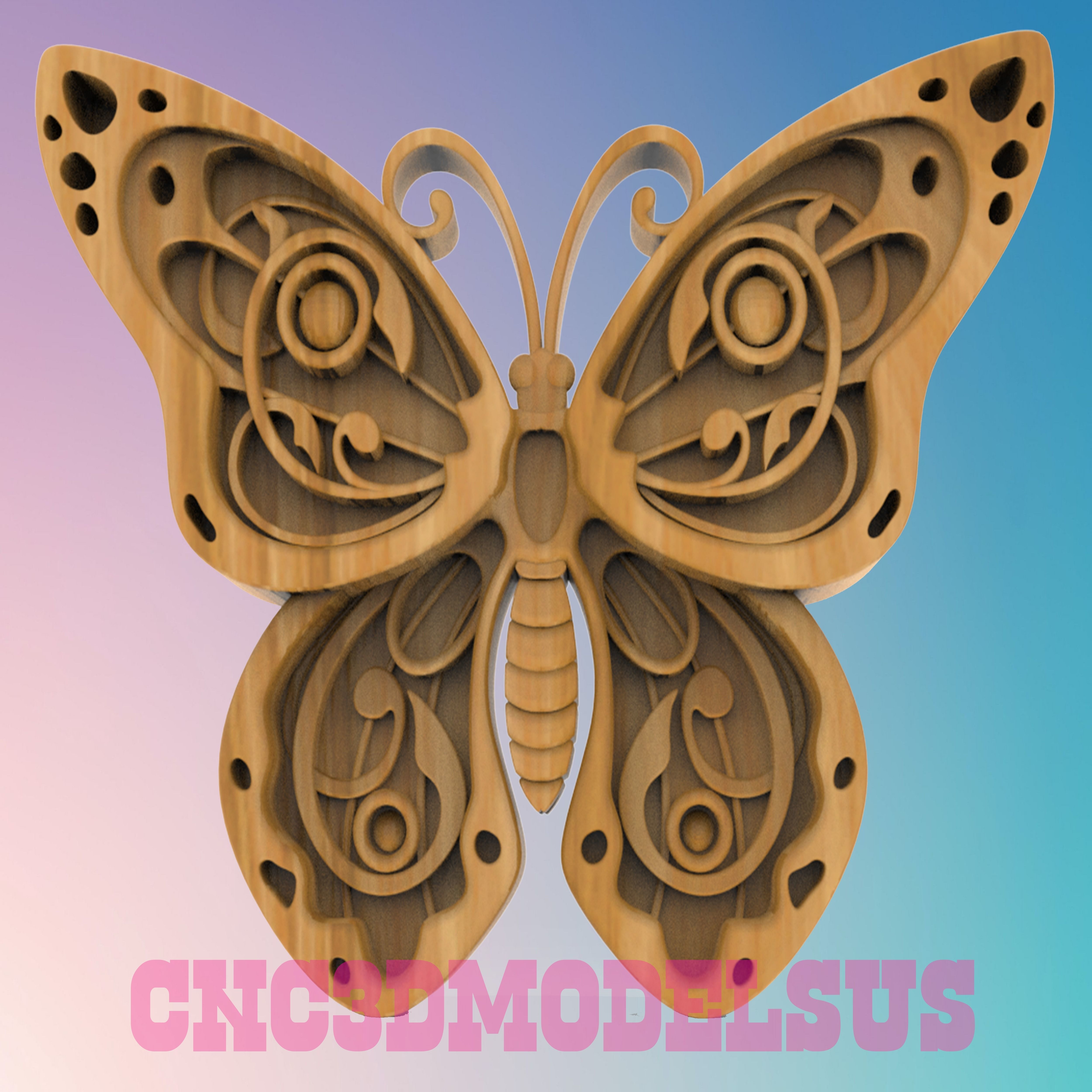 butterfly 3D MODEL STL FILE FOR CNC ROUTER LASER 3D model 3D printable ...