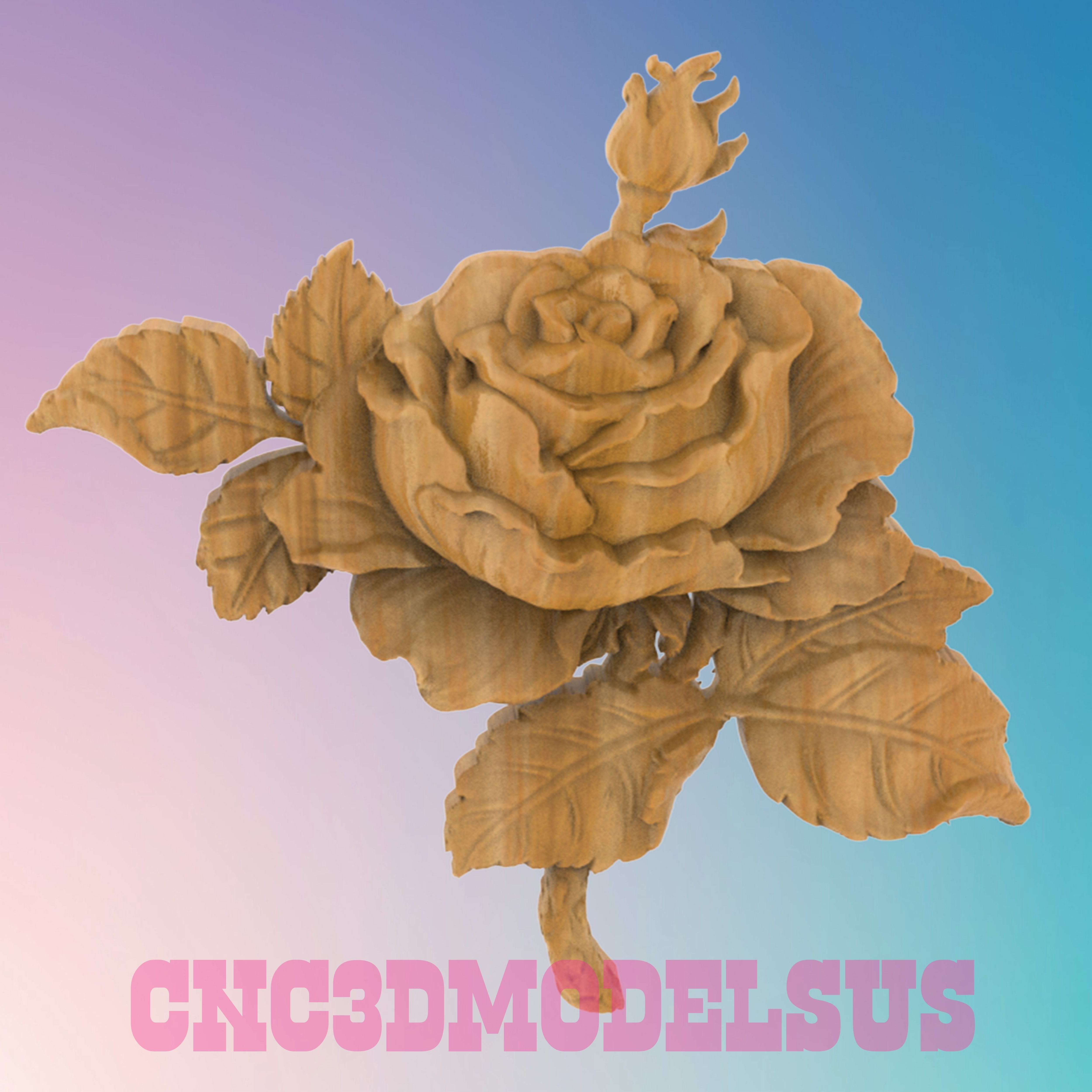 Rose 3D MODEL STL FILE FOR CNC ROUTER LASER 3D model 3D printable ...