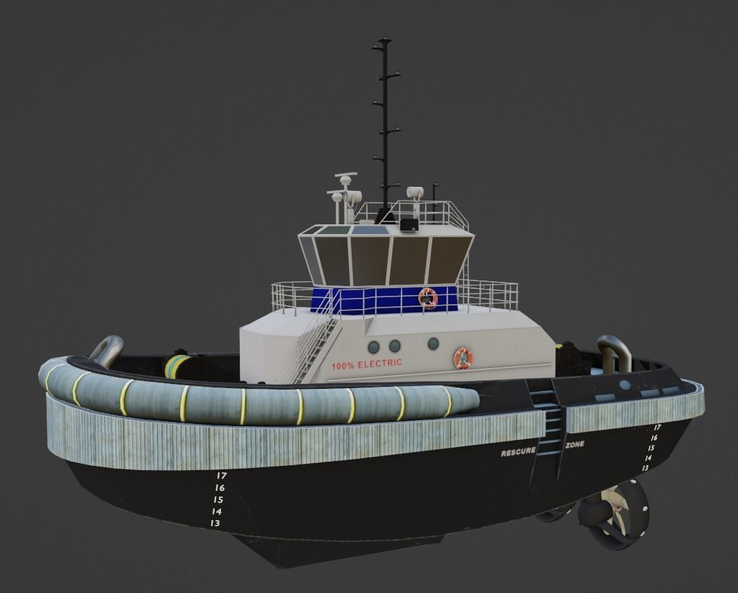 3D model Fully electric tugboat 3D model low-poly VR / AR / low-poly ...