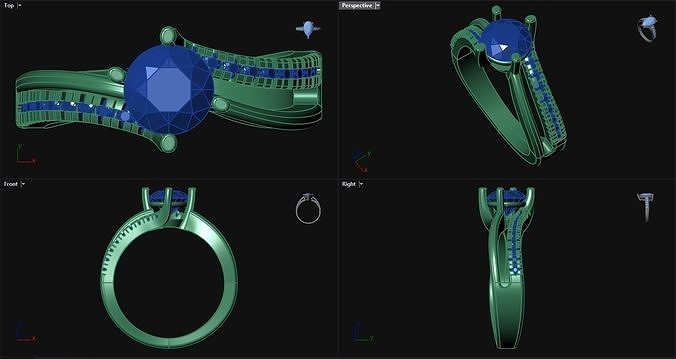 Bypass 4 Prong Engagement Ring 3D model 3D printable | CGTrader