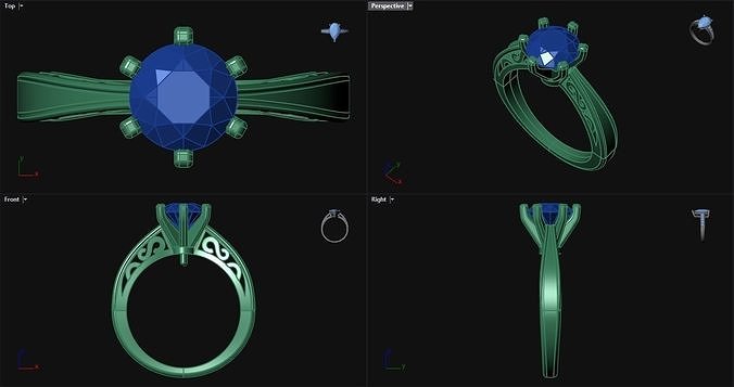 6 Prong Cathedral Engagement Ring 3D model 3D printable | CGTrader