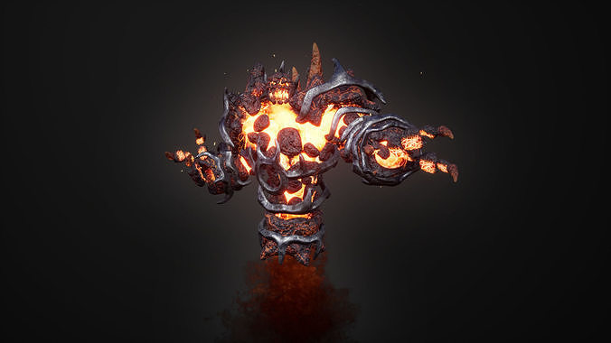 3D model Hell Golem Warrior Low-poly game engine ready 3D model VR / AR ...