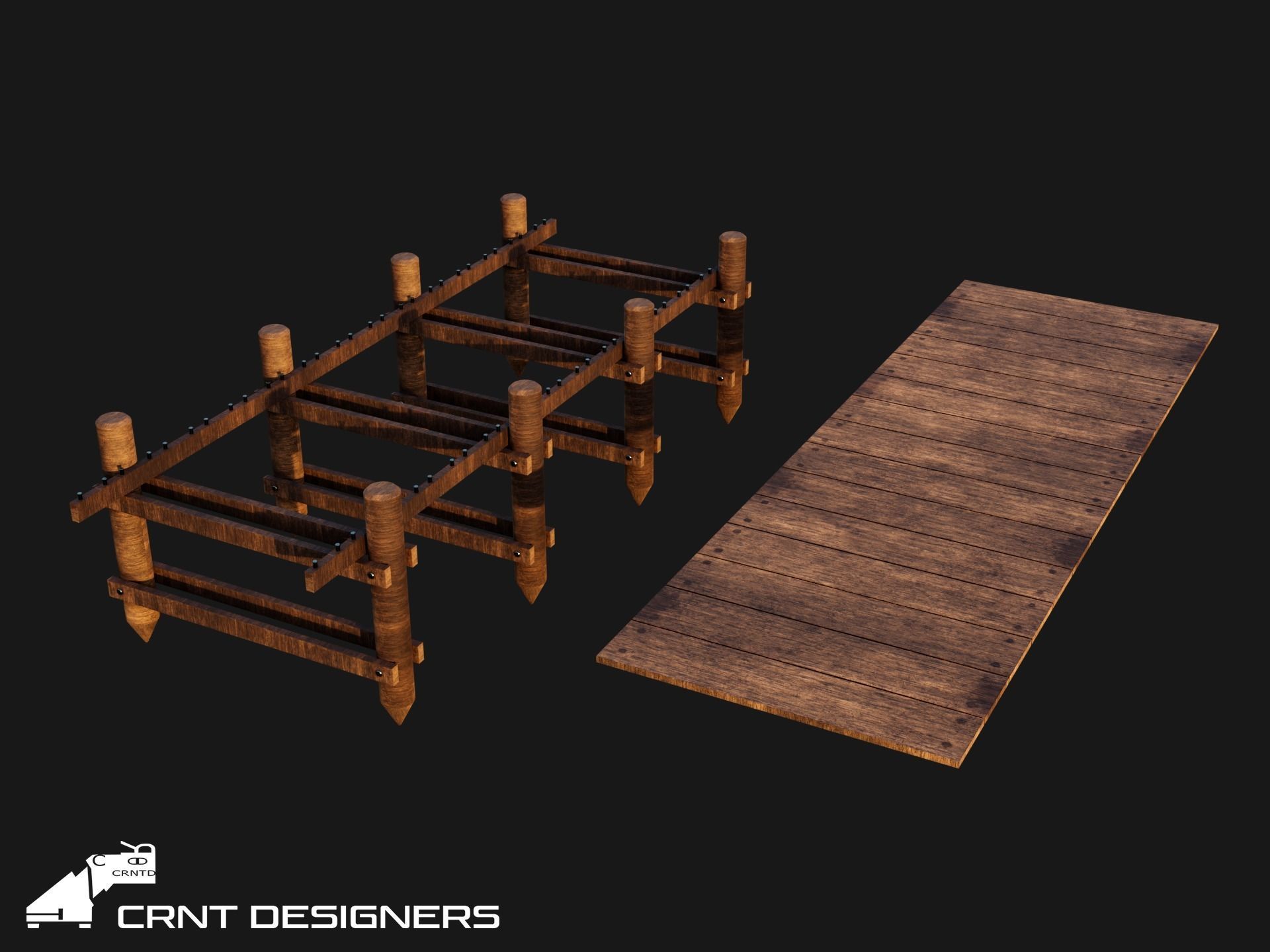 3D model Wooden Bridge Low-poly 3D model VR / AR / low-poly | CGTrader