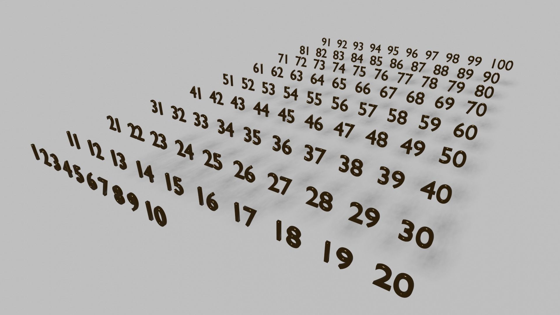 3D MODEL OF NUMBERS ONE TO HUNDRED free VR / AR / low-poly 3D model ...