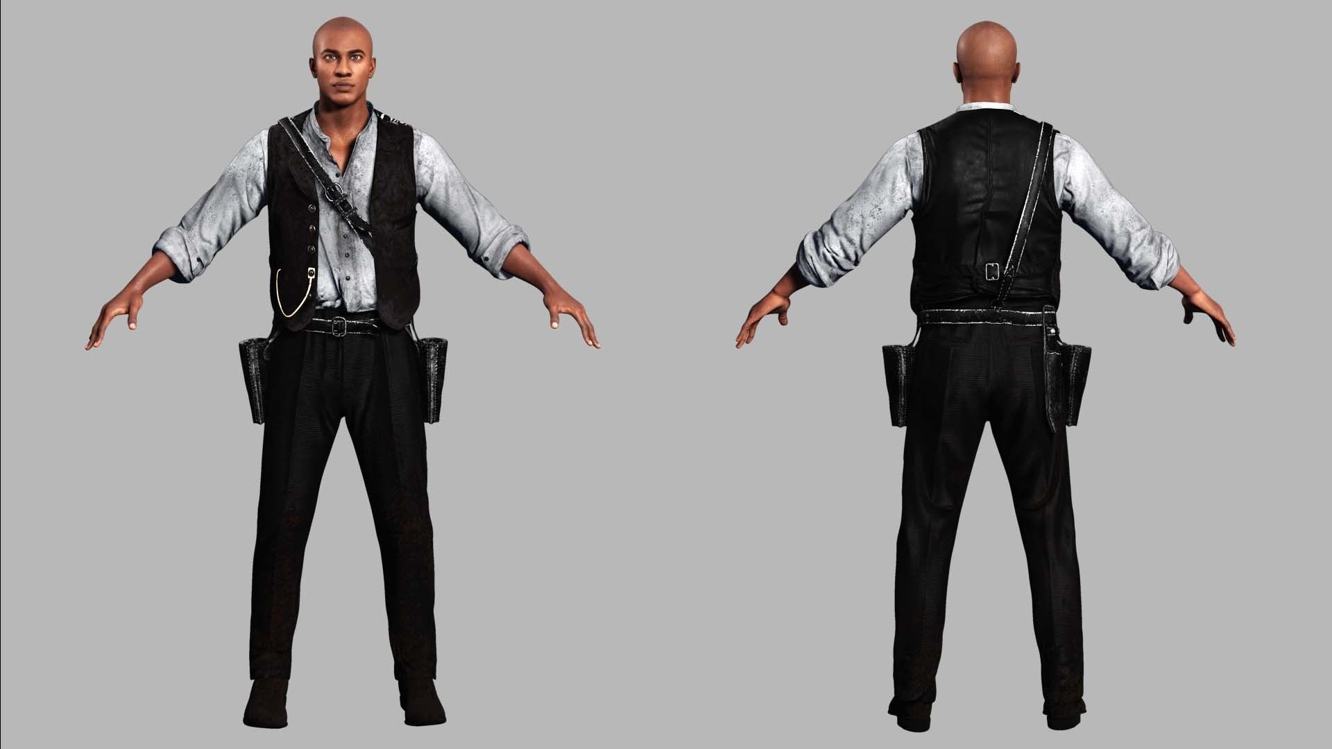 3D model Marcus-Cowboy Swagger Character with Attire VR / AR / low-poly ...
