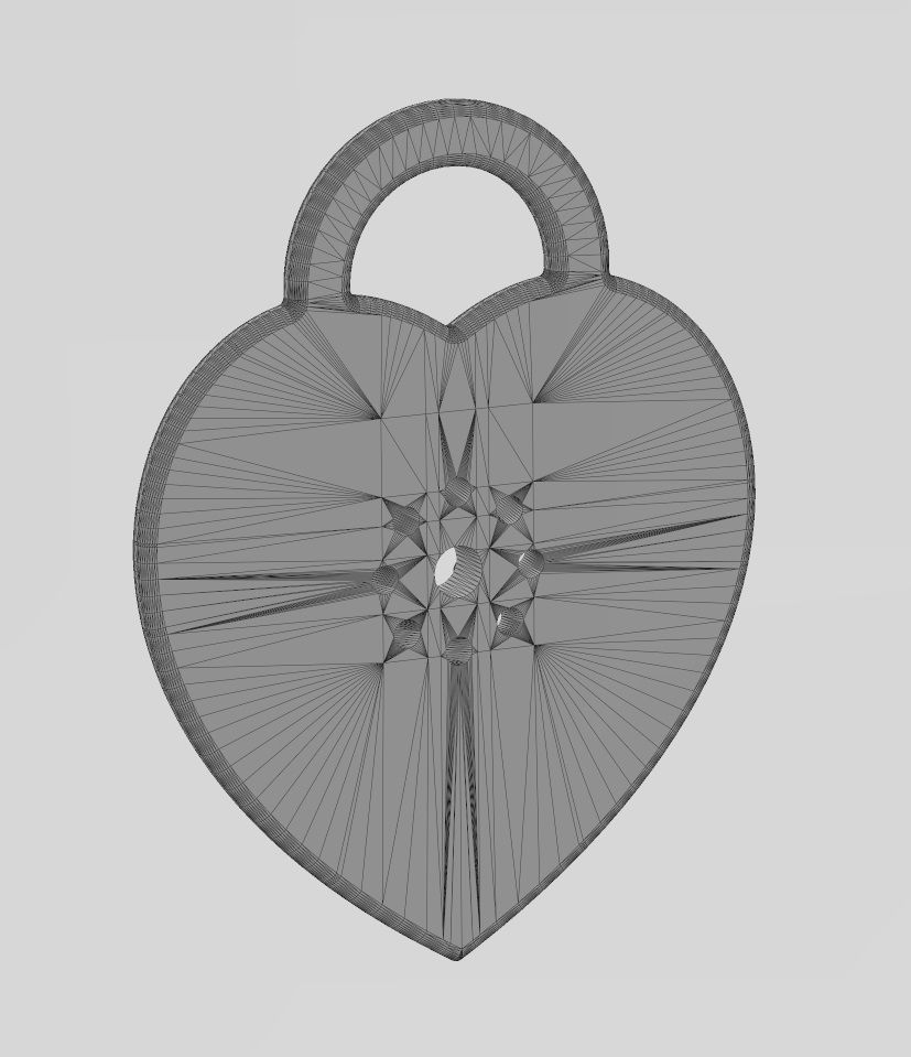 Diamond cluster bay leaves branches crown heart pendant charm 3D model ...