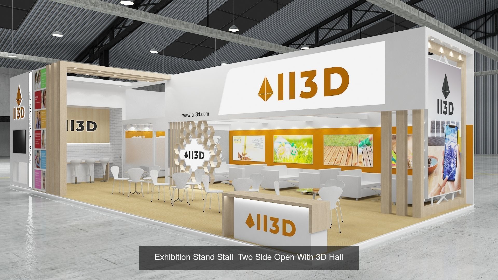 Two Side Open Exhibition Booth Collection Vray | CGTrader