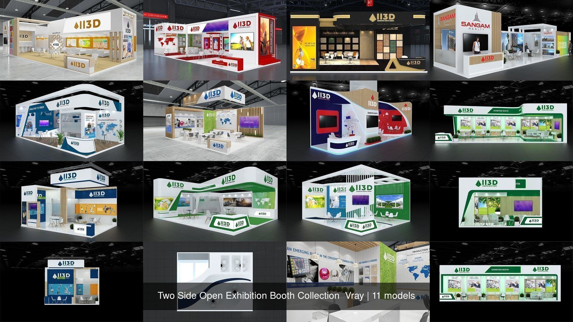 Two Side Open Exhibition Booth Collection Vray | CGTrader
