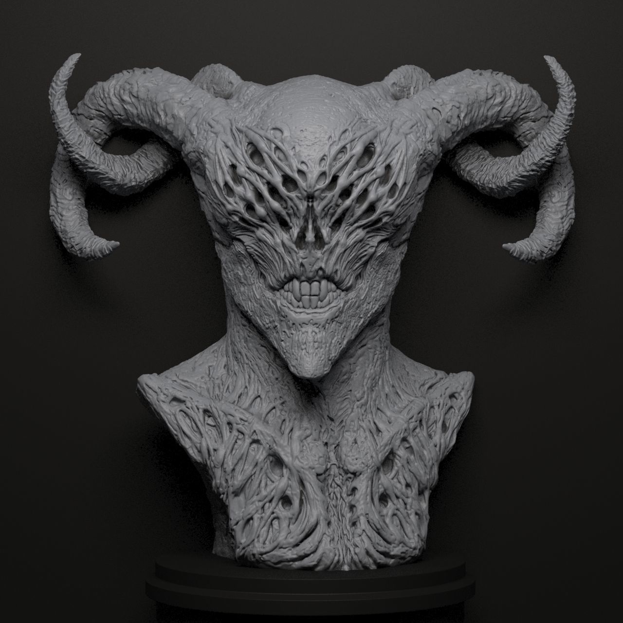 Horns Demon Bust 3D model 3D printable | CGTrader