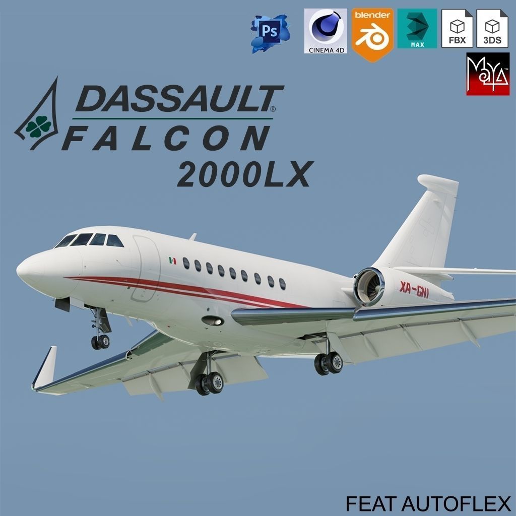3D model Dassault Falcon 2000LX VR / AR / low-poly | CGTrader
