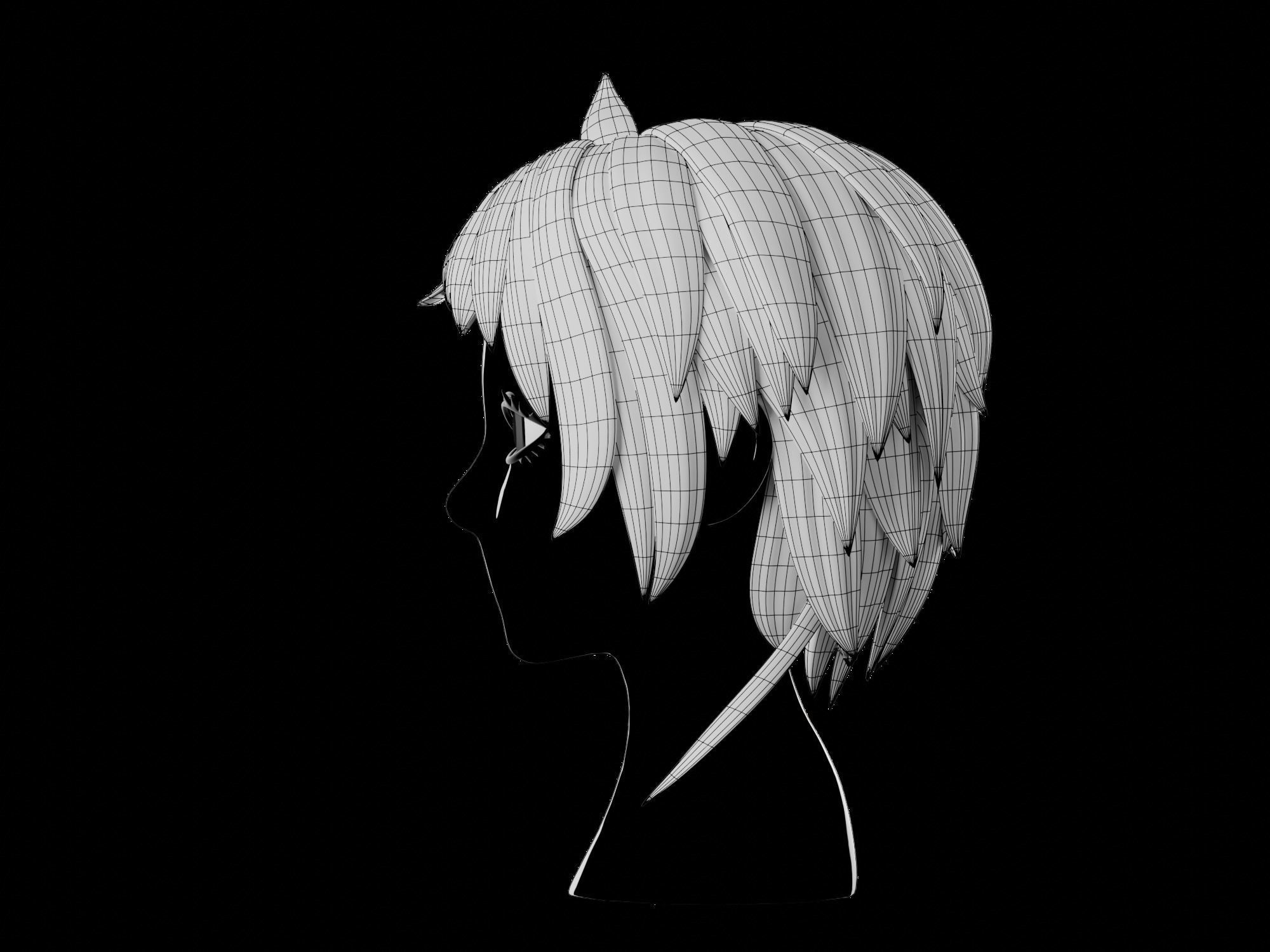 3D model Anime hair style 04 VR / AR / low-poly | CGTrader
