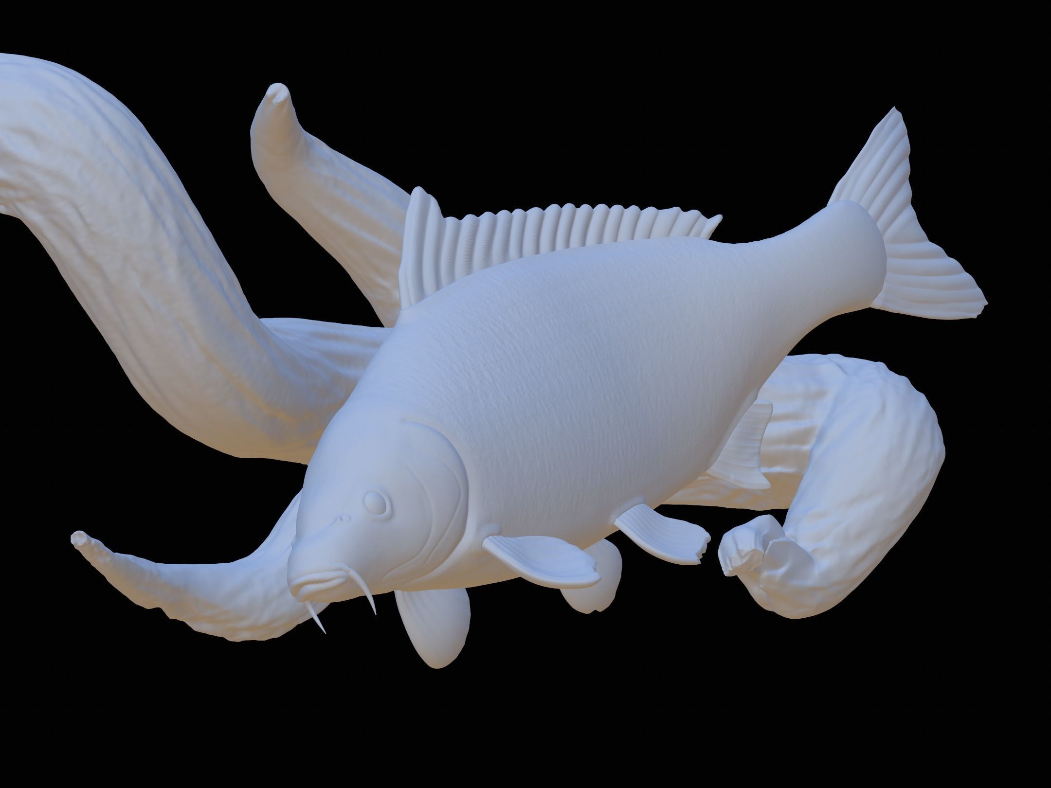 CARP UNDERWATER STATUE ON THE WALL DETAILED TEXTURE 3D model 3D ...
