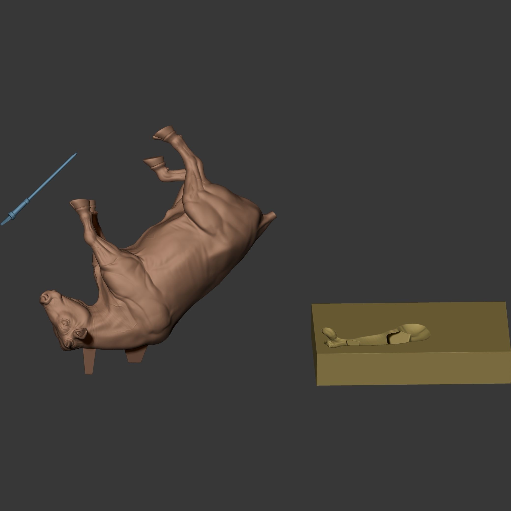 Fallen bull 3D model 3D printable | CGTrader