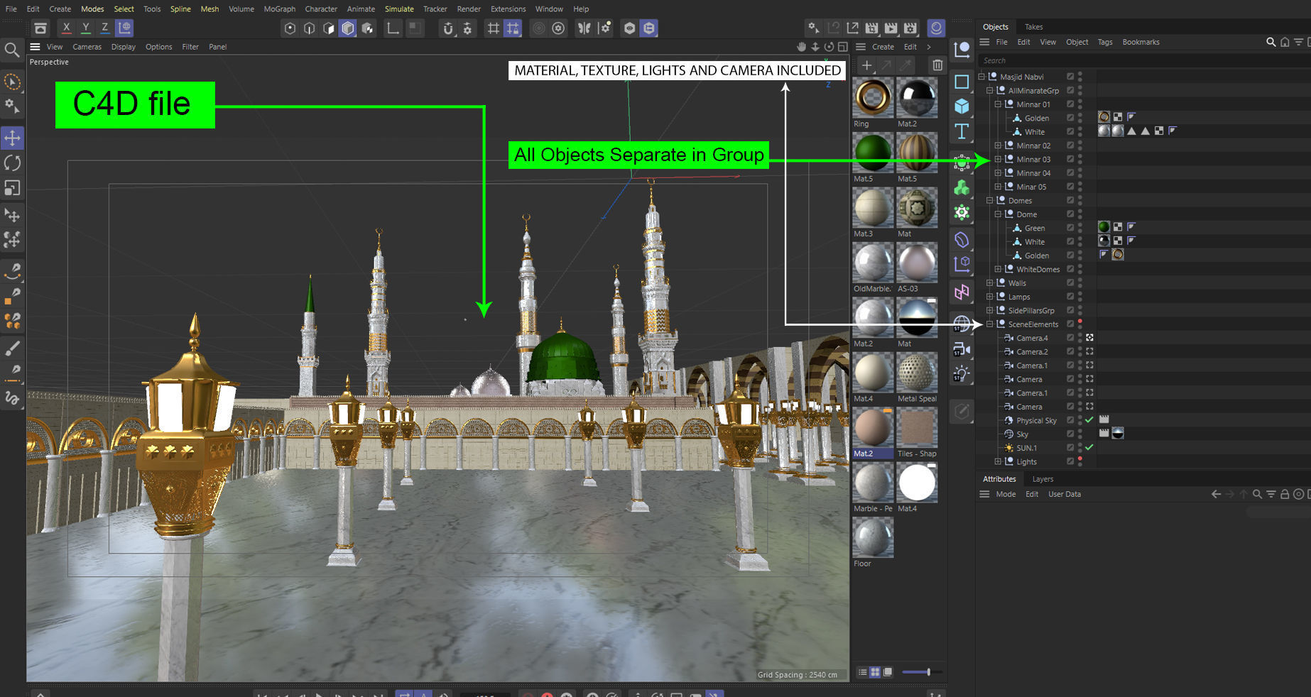 Prophets Mosque Masjid e nabvi 3D model | CGTrader