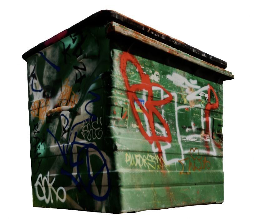 3D model Green Graffiti Bin - 8K UHD 3D Scan Model VR / AR / low-poly ...