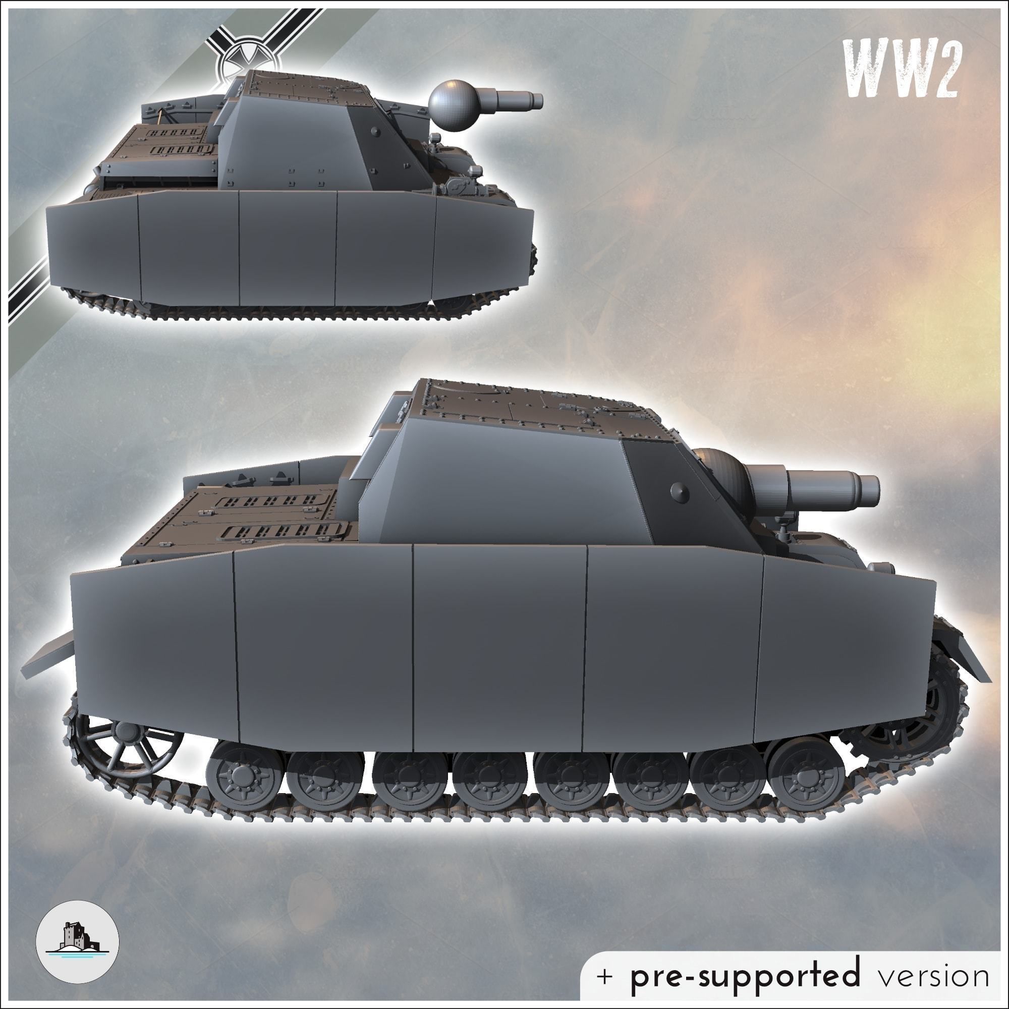 Sturmpanzer IV Stupa Brummbar infantry support gun - miniature 3D model ...