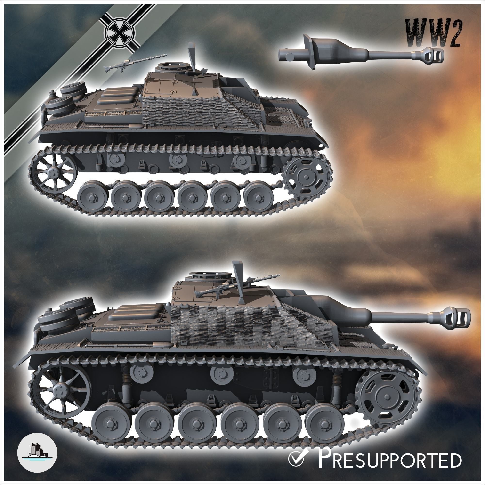 Sturmhaubitze StuH III Ausf G 1944 SdKfz 142-2 - miniatures tabl 3D ...