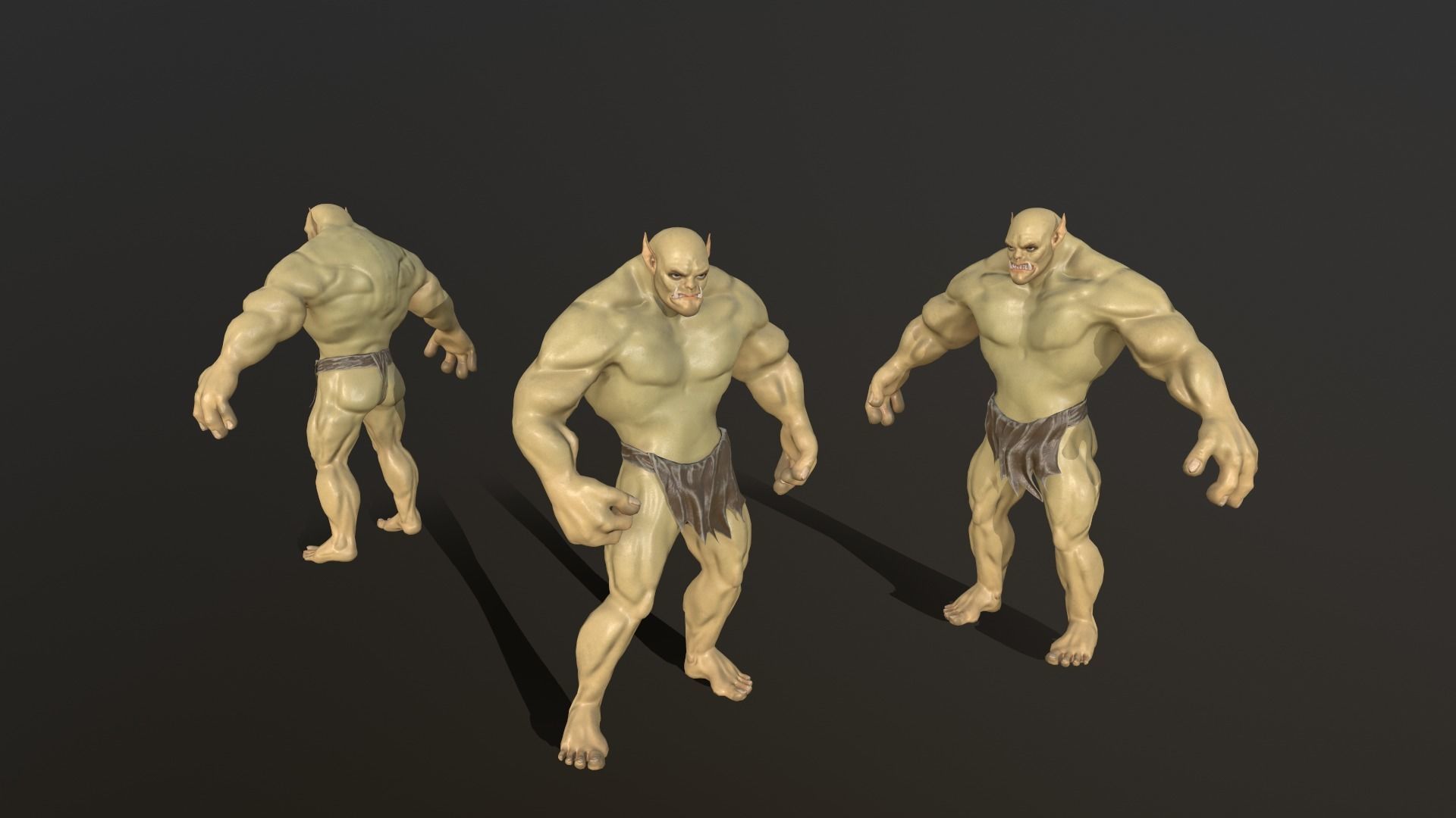 3D model Orc Fantasy character 3D Low- and High-poly model VR / AR ...