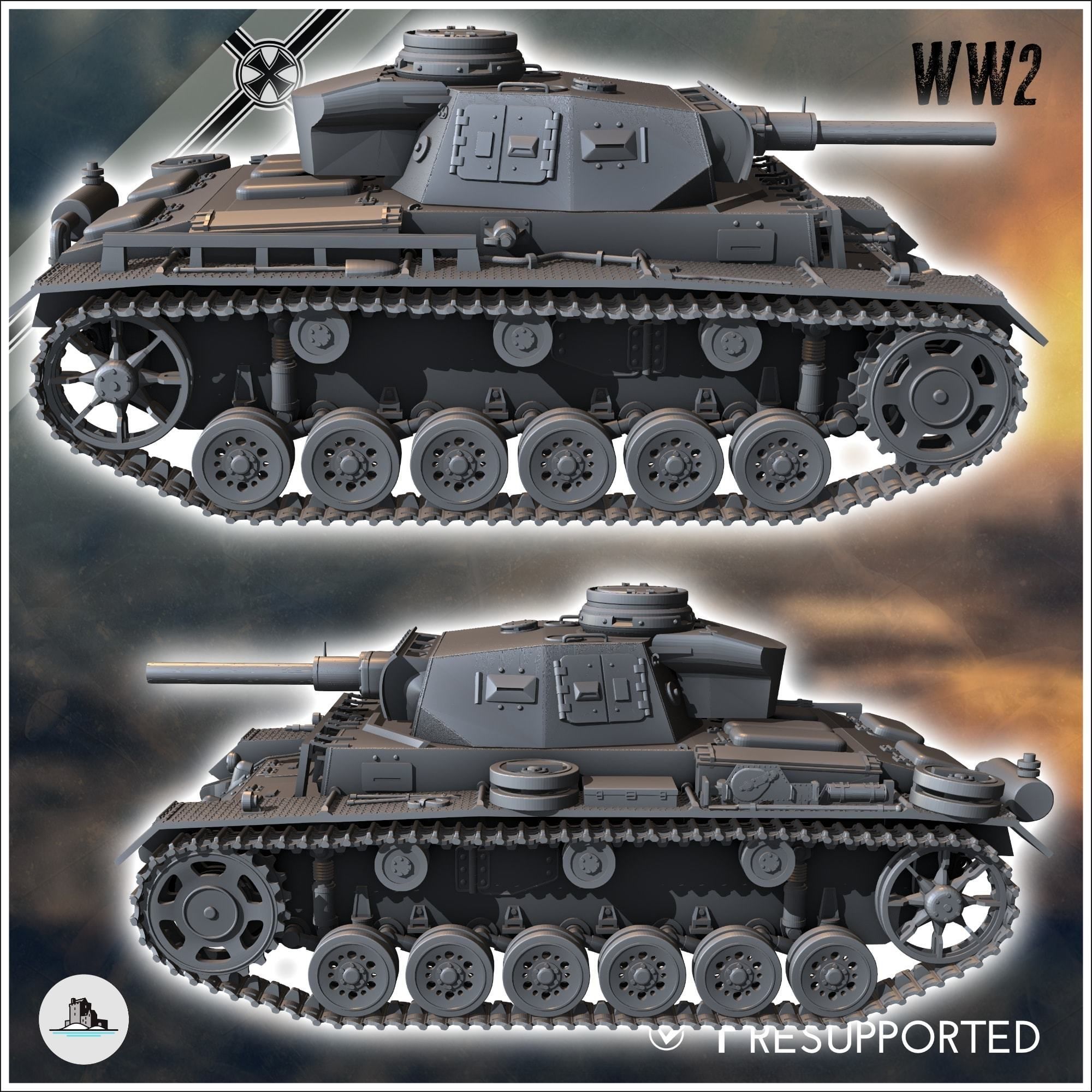 Panzer III Ausf M Flammpanzer SdKfz 141-3 - miniatures tabletop 3D ...