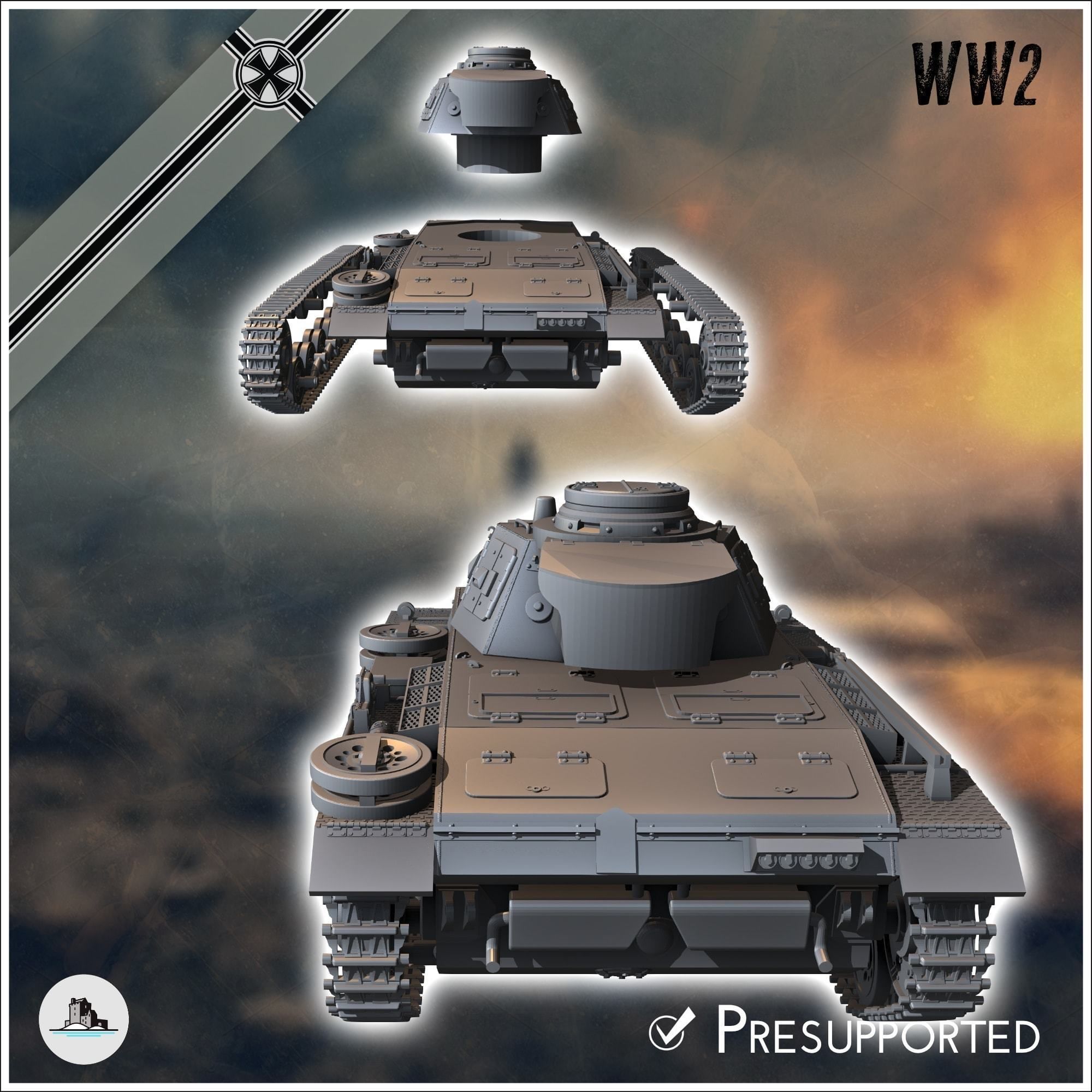Panzer III Ausf G - miniatures tabletop scenery 3D model 3D printable ...