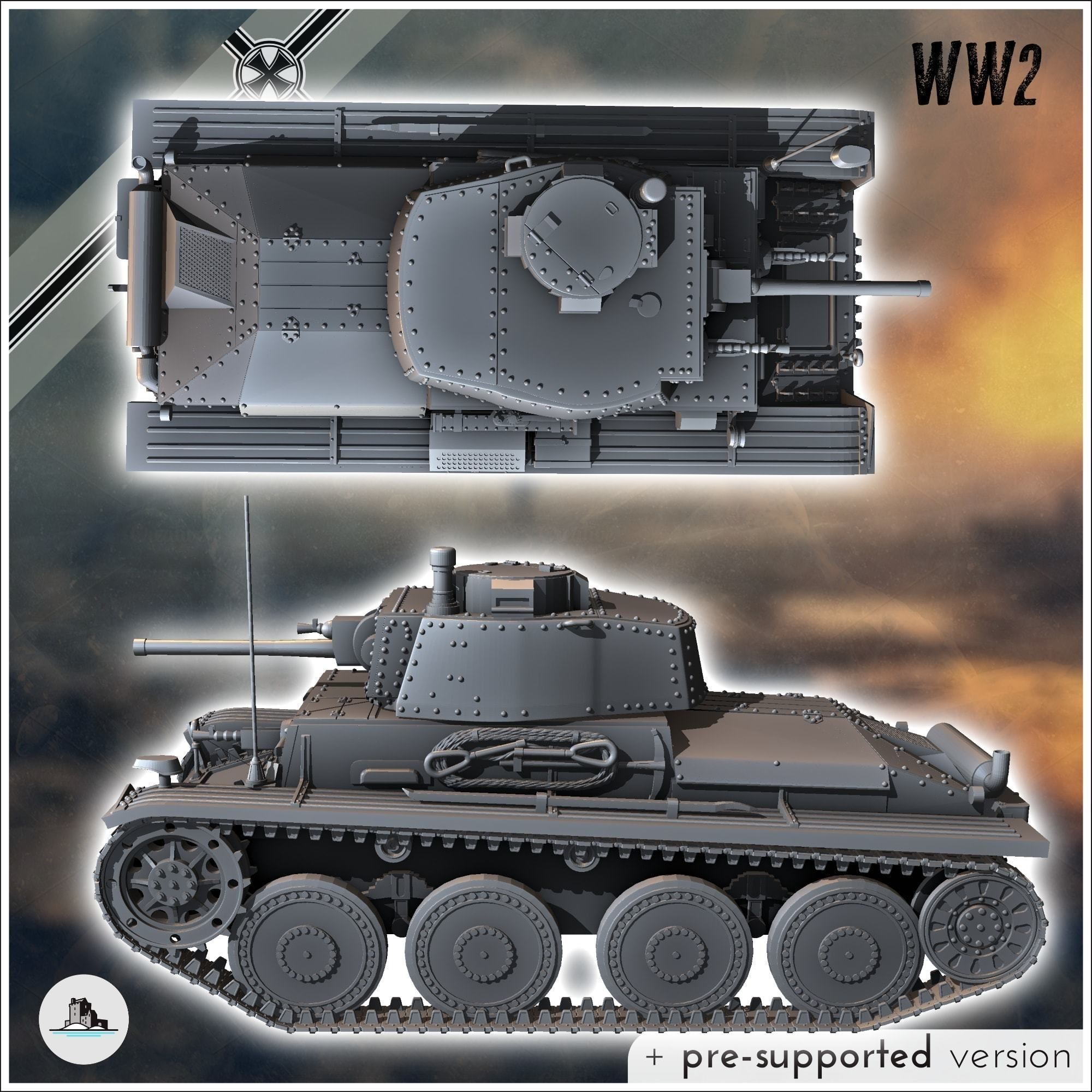 Panzer 38t Ausf G - miniatures tabletop scenery 3D model 3D printable ...