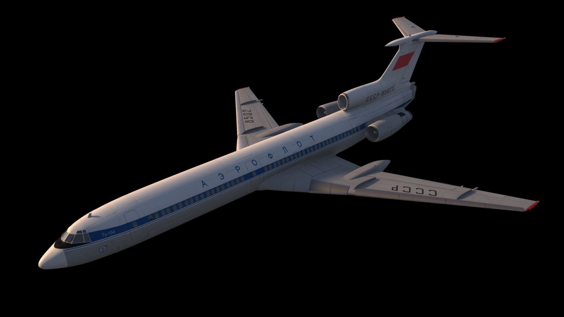 Tu-154 3D model animated | CGTrader